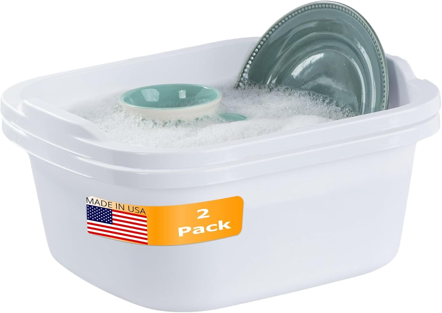 2-Pack Dish Pans for Kitchen Sink, Plastic Tub Dishpan Wash Basin and ...