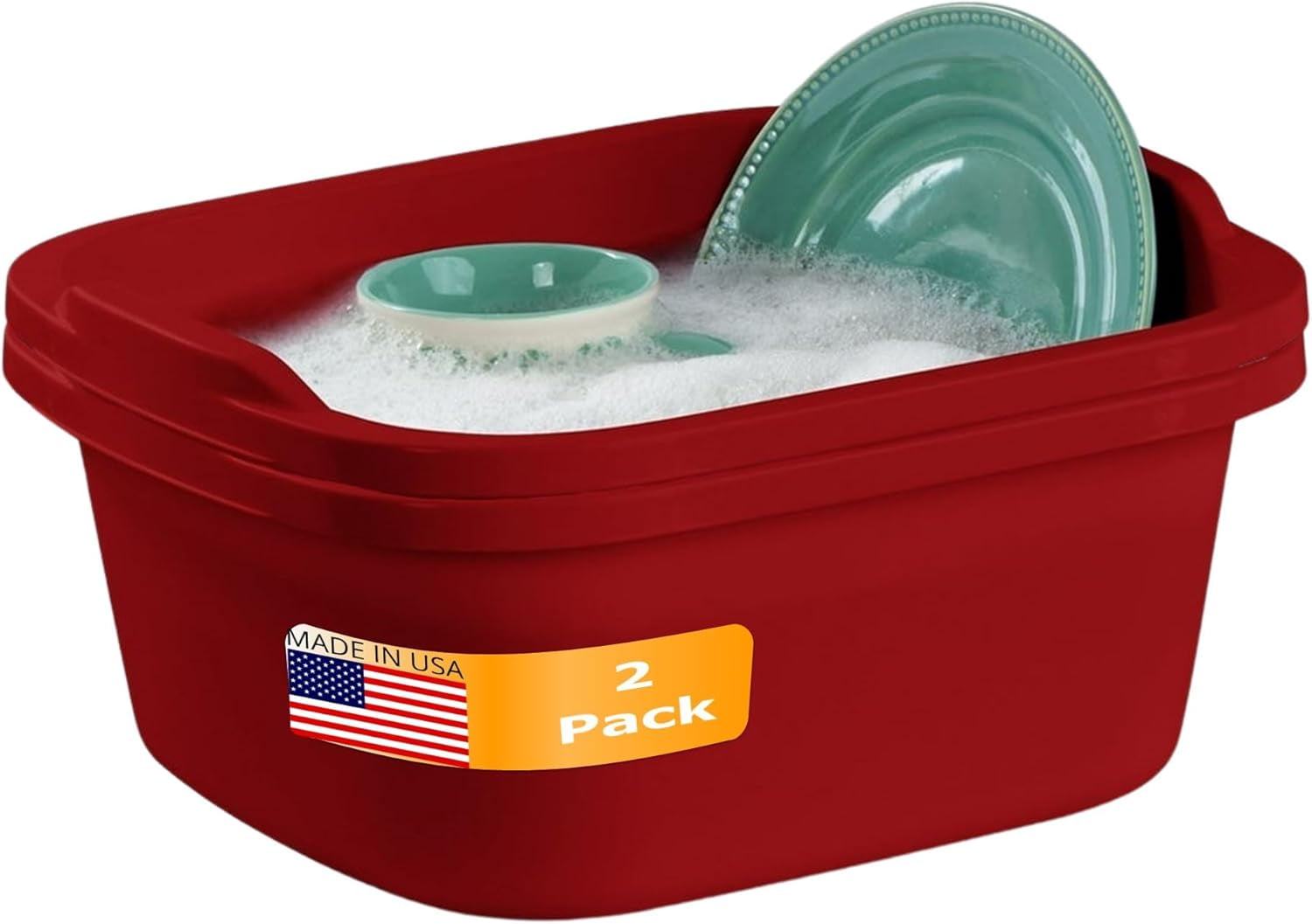 2-Pack Dish Pans for Kitchen Sink, Plastic Tub Dishpan Wash Basin and ...