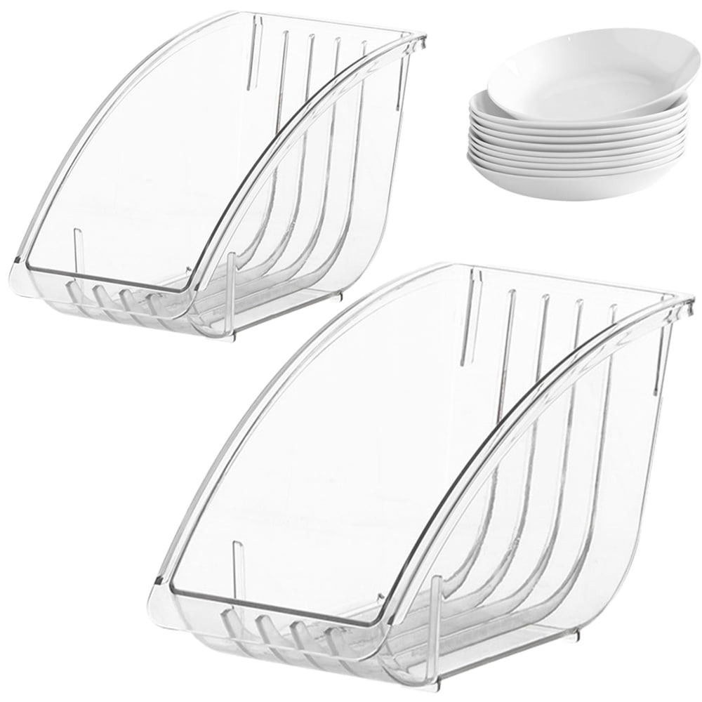 2 Pack Dish Storage Rack,Plastic Paper Plate Holder,Dinner Plates ...