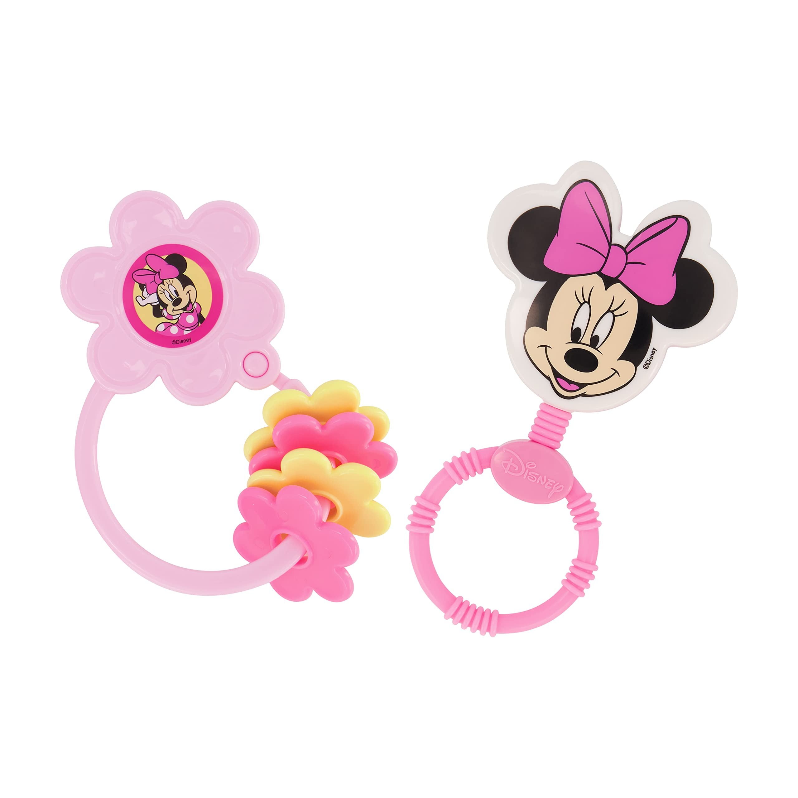 2 Pack Disney Minnie Mouse Character Shape Rattle and Keyring Teether ...