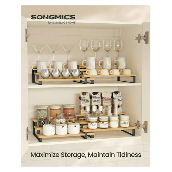 2 Pack Display Risers, Bamboo Perfume Organizer Stand, 3 Tier Cupcake ...