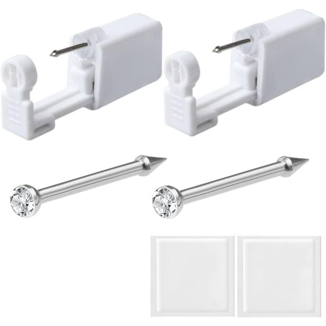 2 Pack Disposable Sterile Nose Piercing Kit Tool with Stud Painless ...