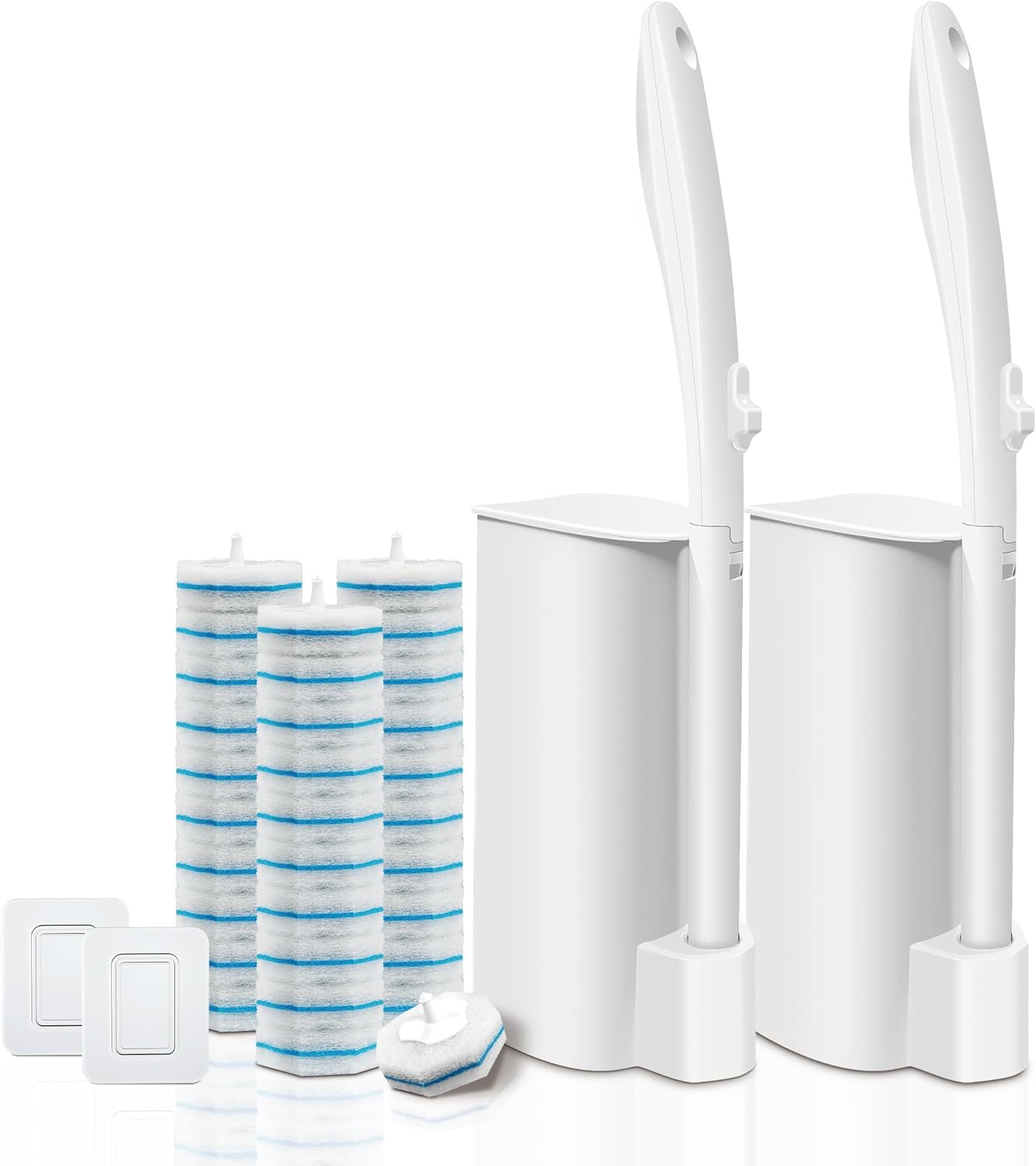 2 Pack Disposable Toilet Brush with 30 Brush Heads, 3-in-1 Toilet ...