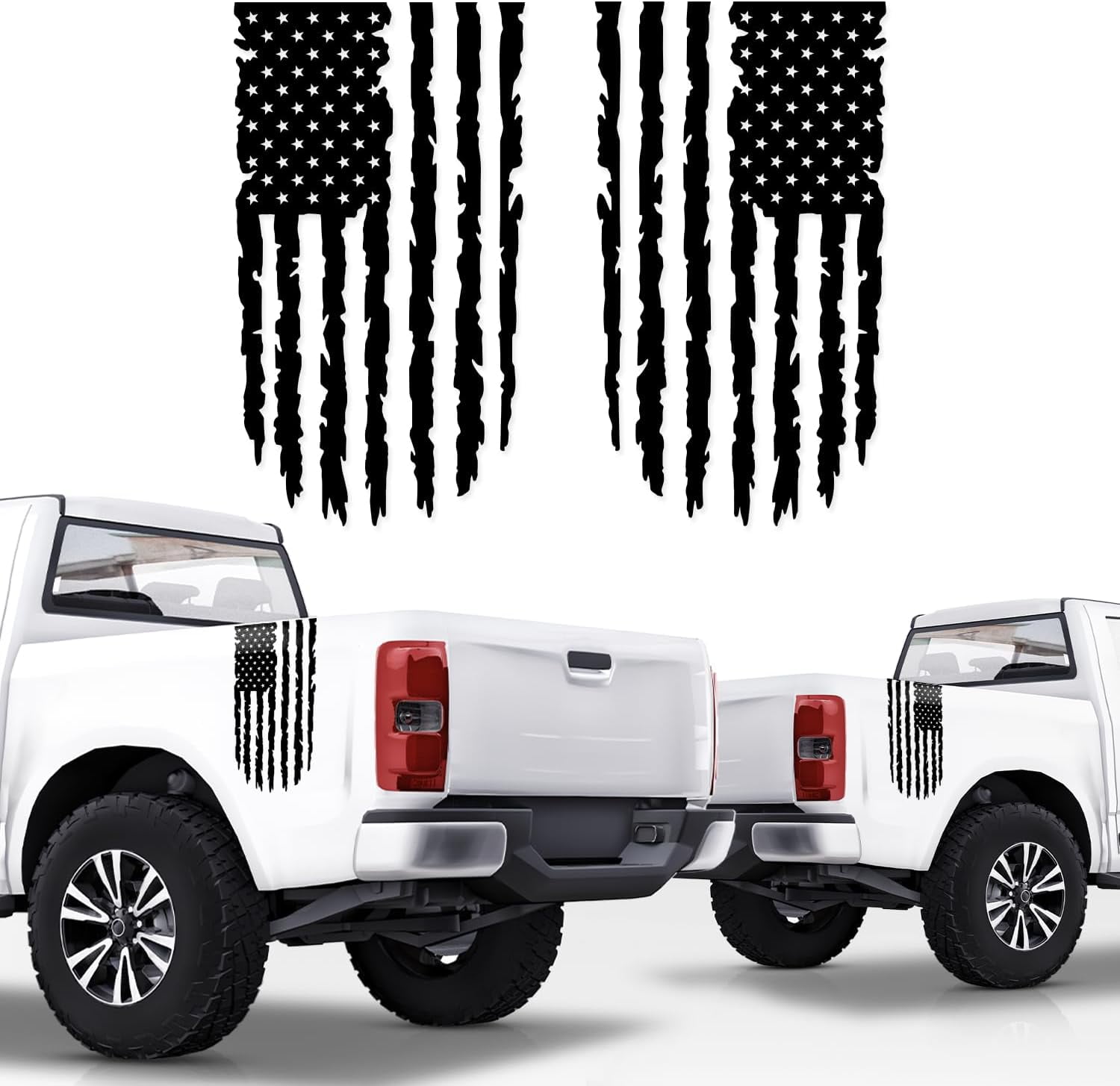2 Pack Distressed American Flag Vinyl Decal, Rear Graphic, US Flag Car ...