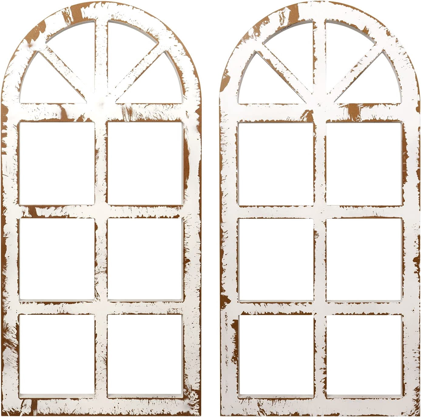 2-Pack Distressed Arched Cathedral Window Frame Wall Decor, Antique ...