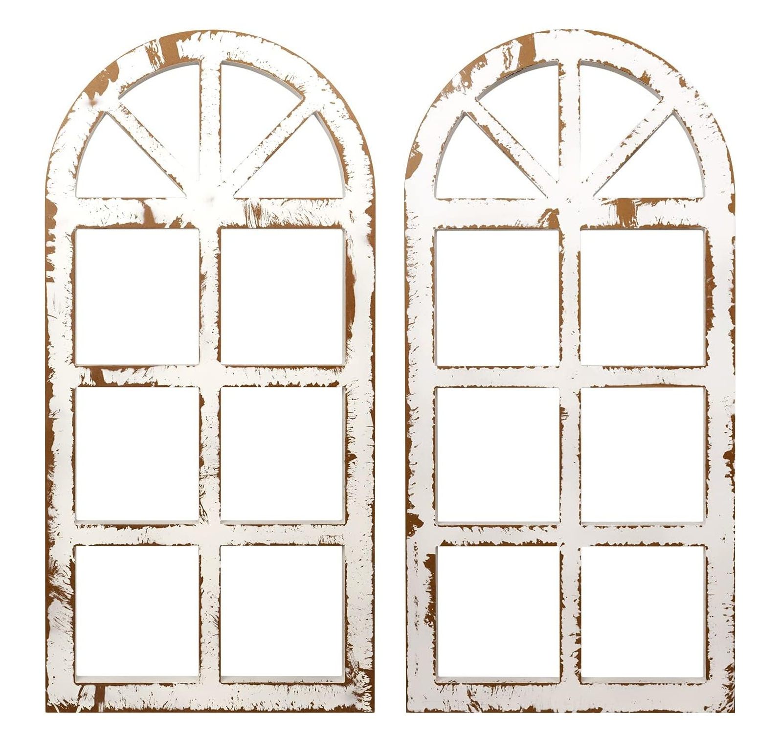 2-Pack Distressed Arched Cathedral Window Frame Wall Decor, Antique ...