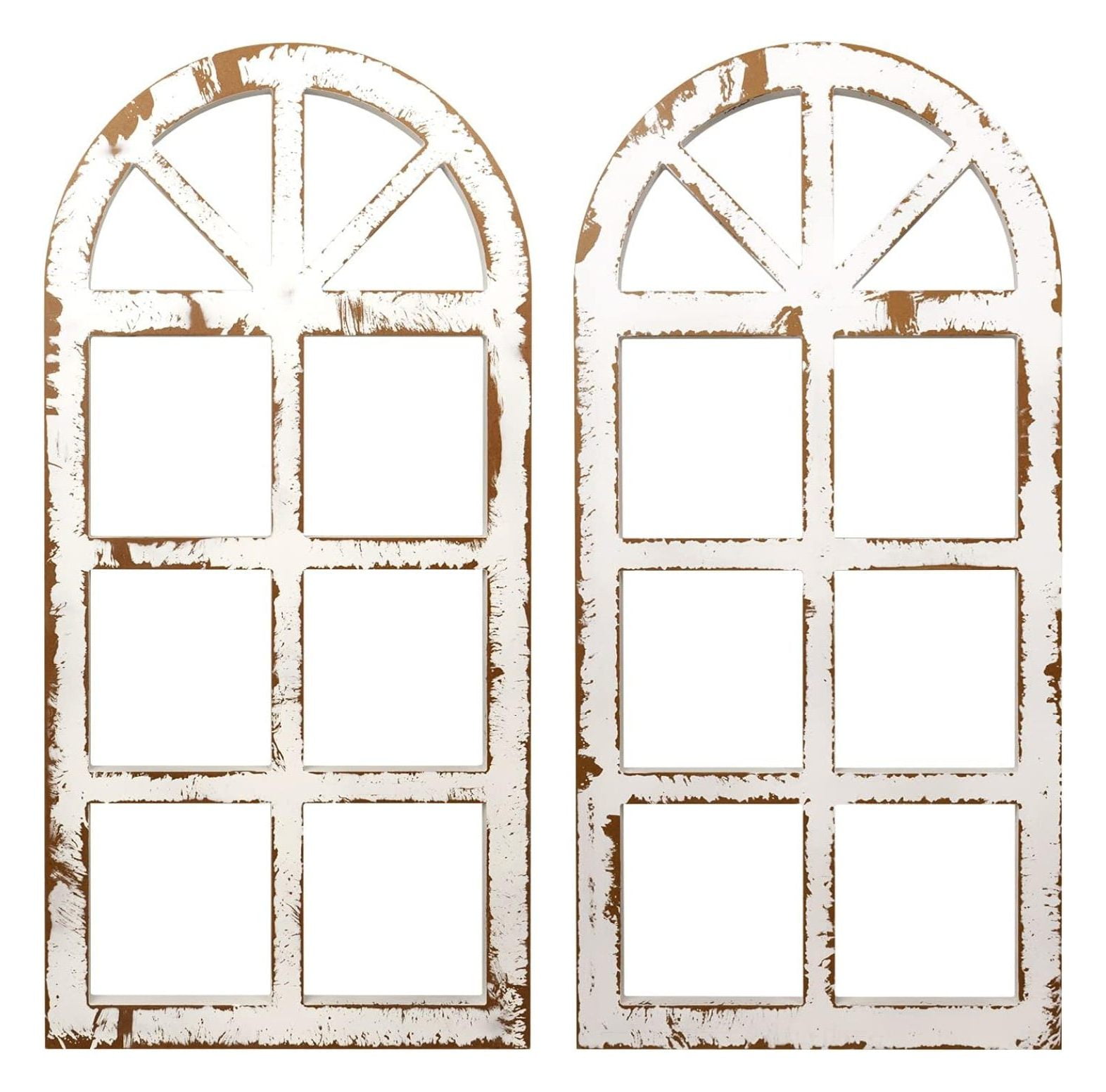 2-Pack Distressed Arched Cathedral Window Frame Wall Decor, Antique ...