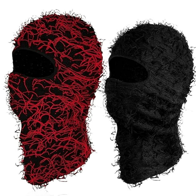 2 Pack Distressed Balaclava Ski Mask Full Face Knitted Balaclava ...
