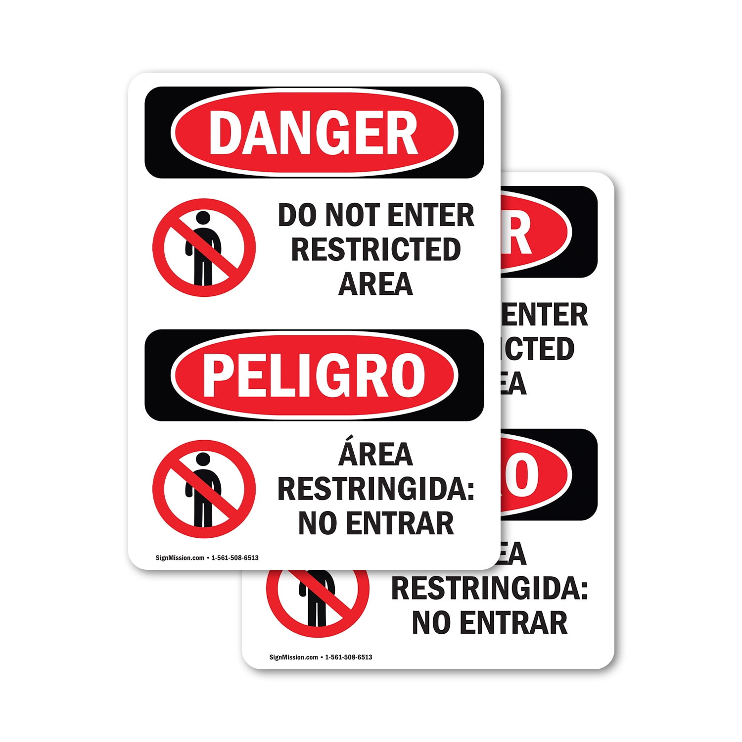 (2 Pack) Do Not Enter High Voltage Bilingual OSHA Danger Sign - Walmart.com