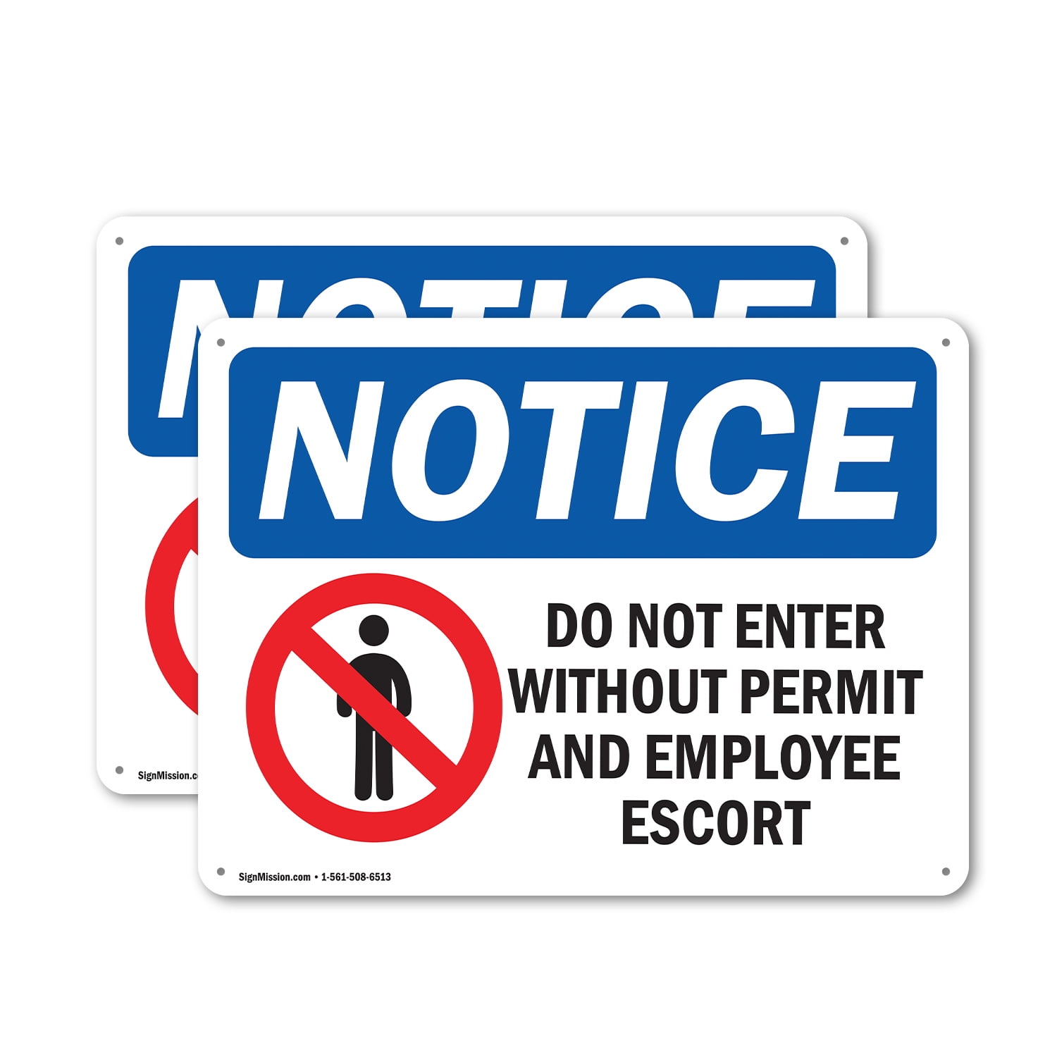 (2 Pack) Do Not Enter Without Permit And Escort OSHA Notice Sign 24 ...