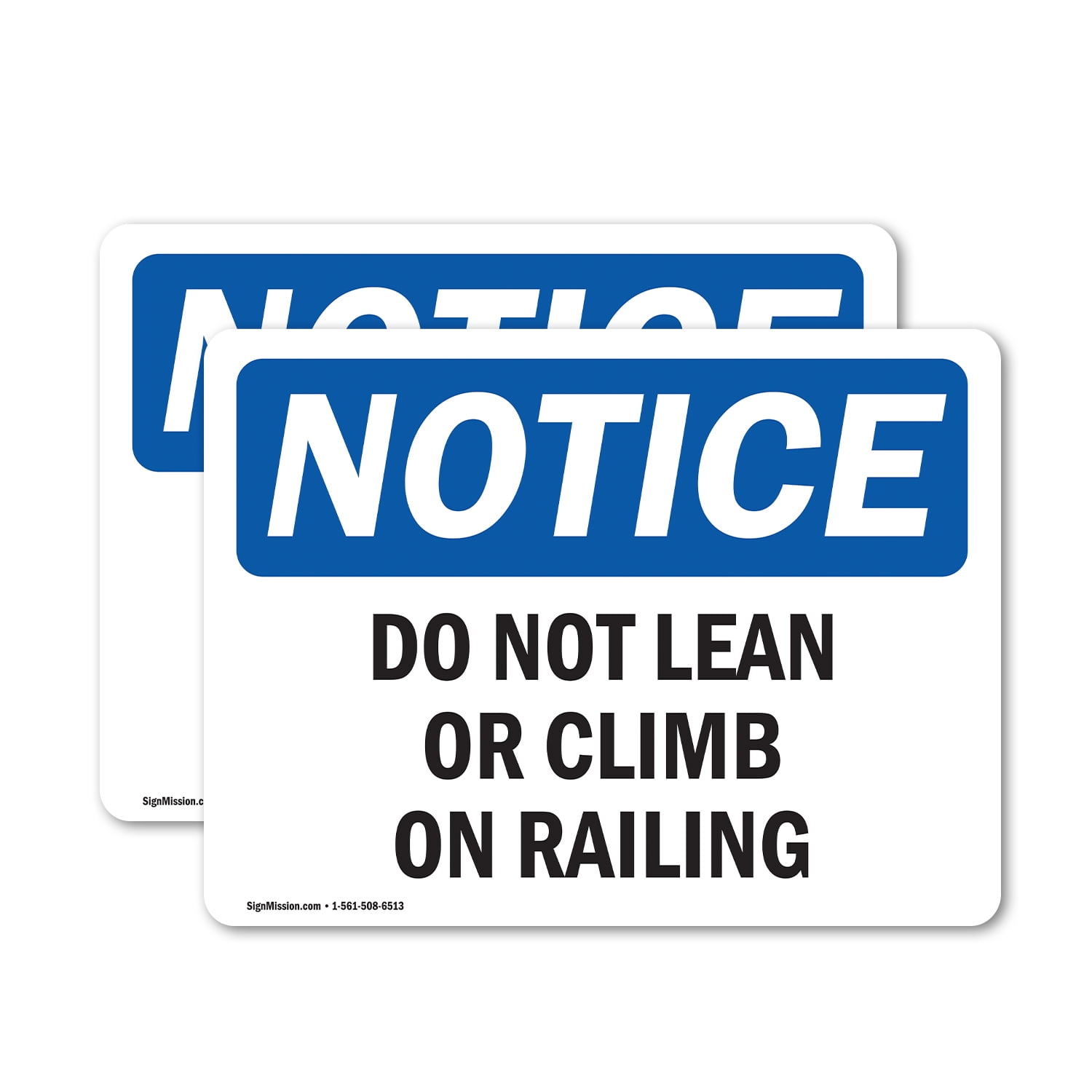 (2 Pack) Do Not Lean Or Climb On Railing OSHA Notice Sign 10 Inch X 7 ...