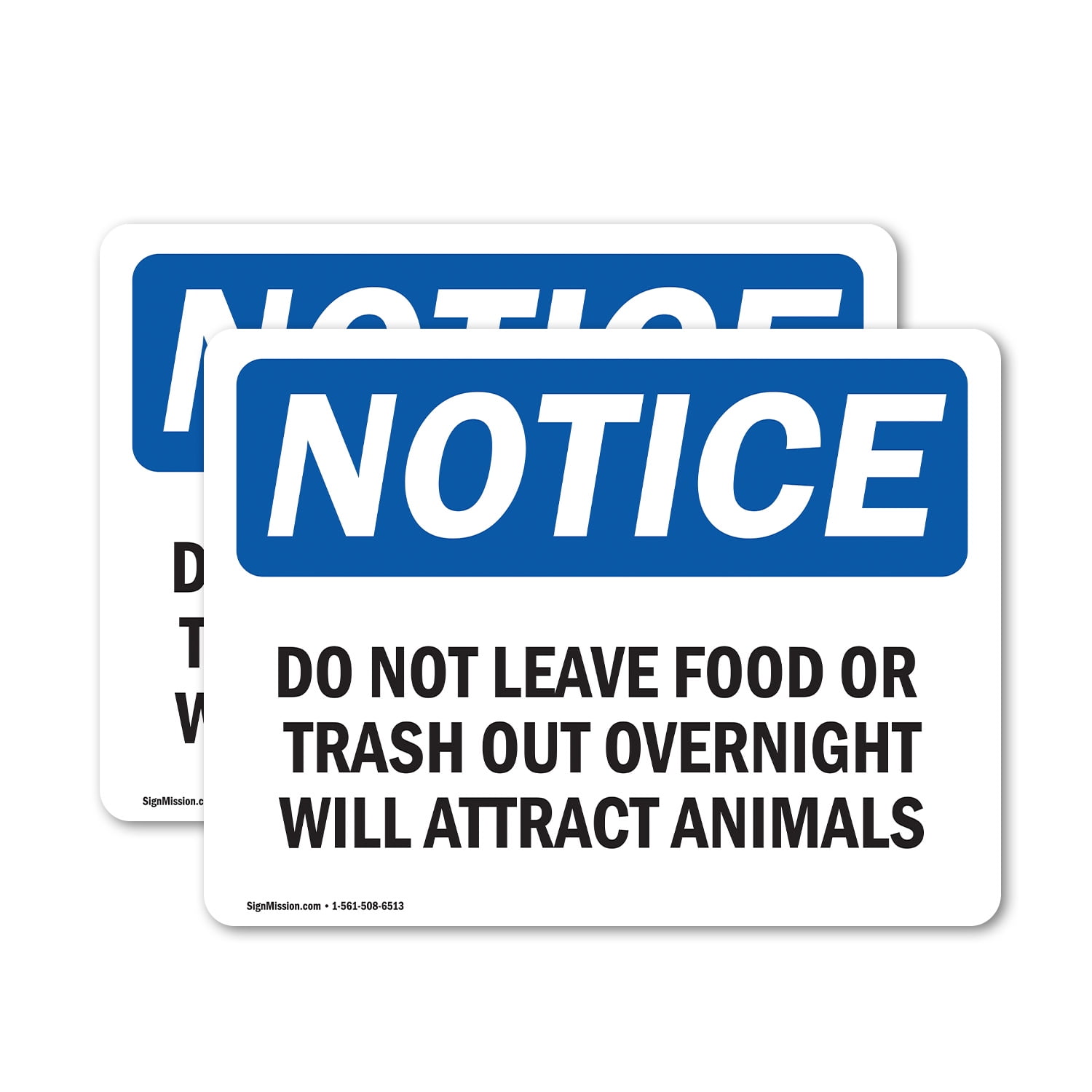 (2 Pack) Do Not Leave Food Or Trash Out Overnight OSHA Notice Sign ...