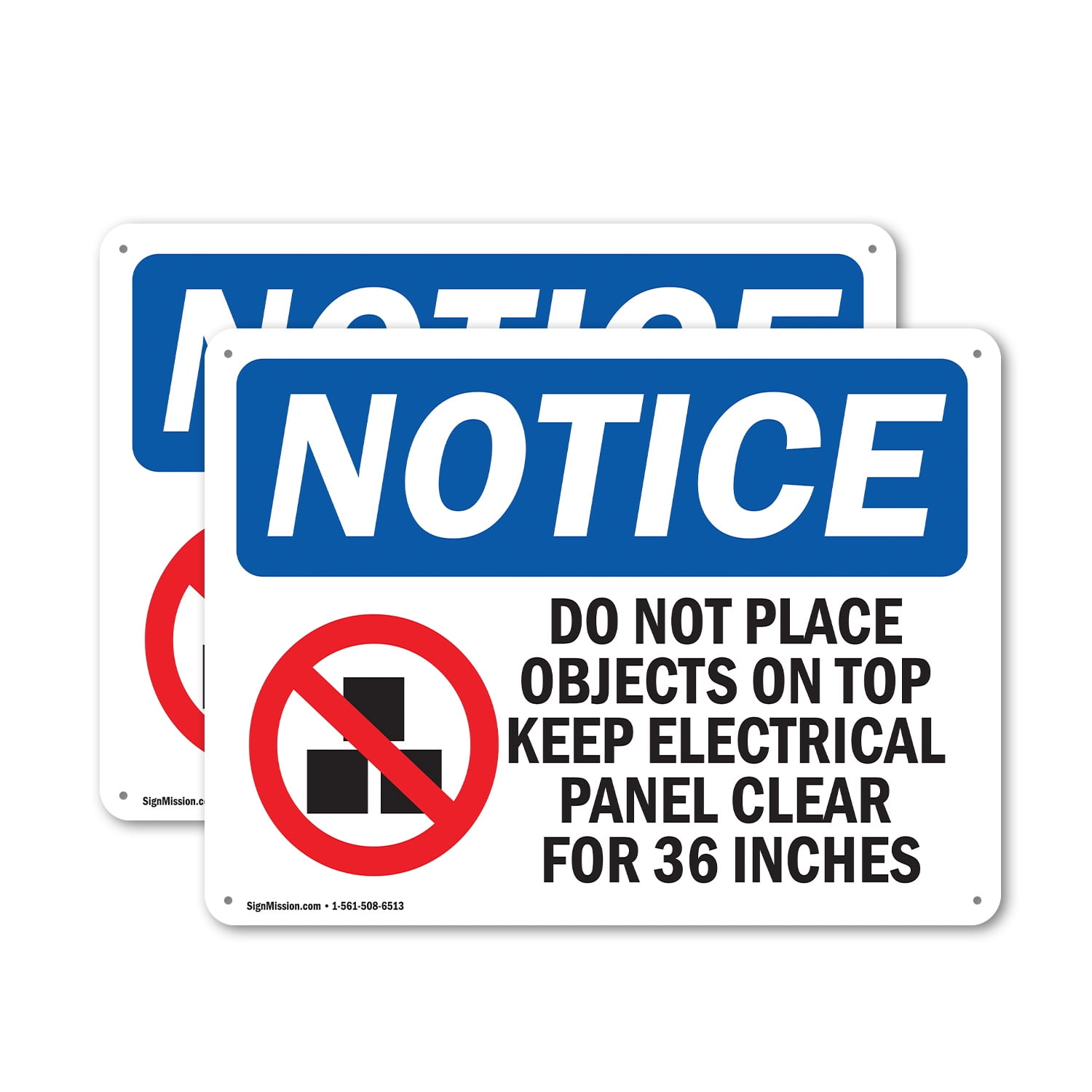 (2 Pack) Do Not Place Objects On Top OSHA Notice Sign 14 Inch X 10 Inch ...