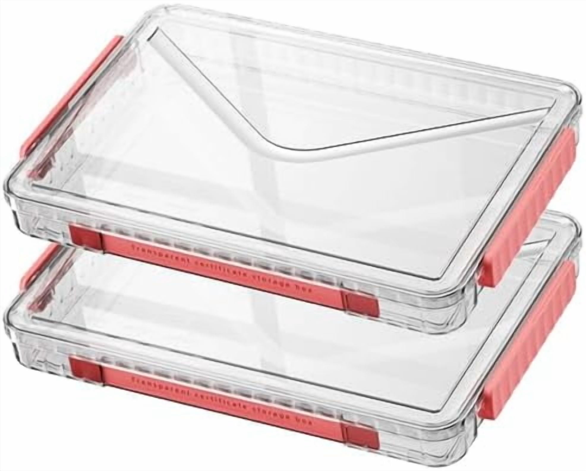 2 Pack Document Storage Clear Plastic Storage Boxes with Lids Stackable ...