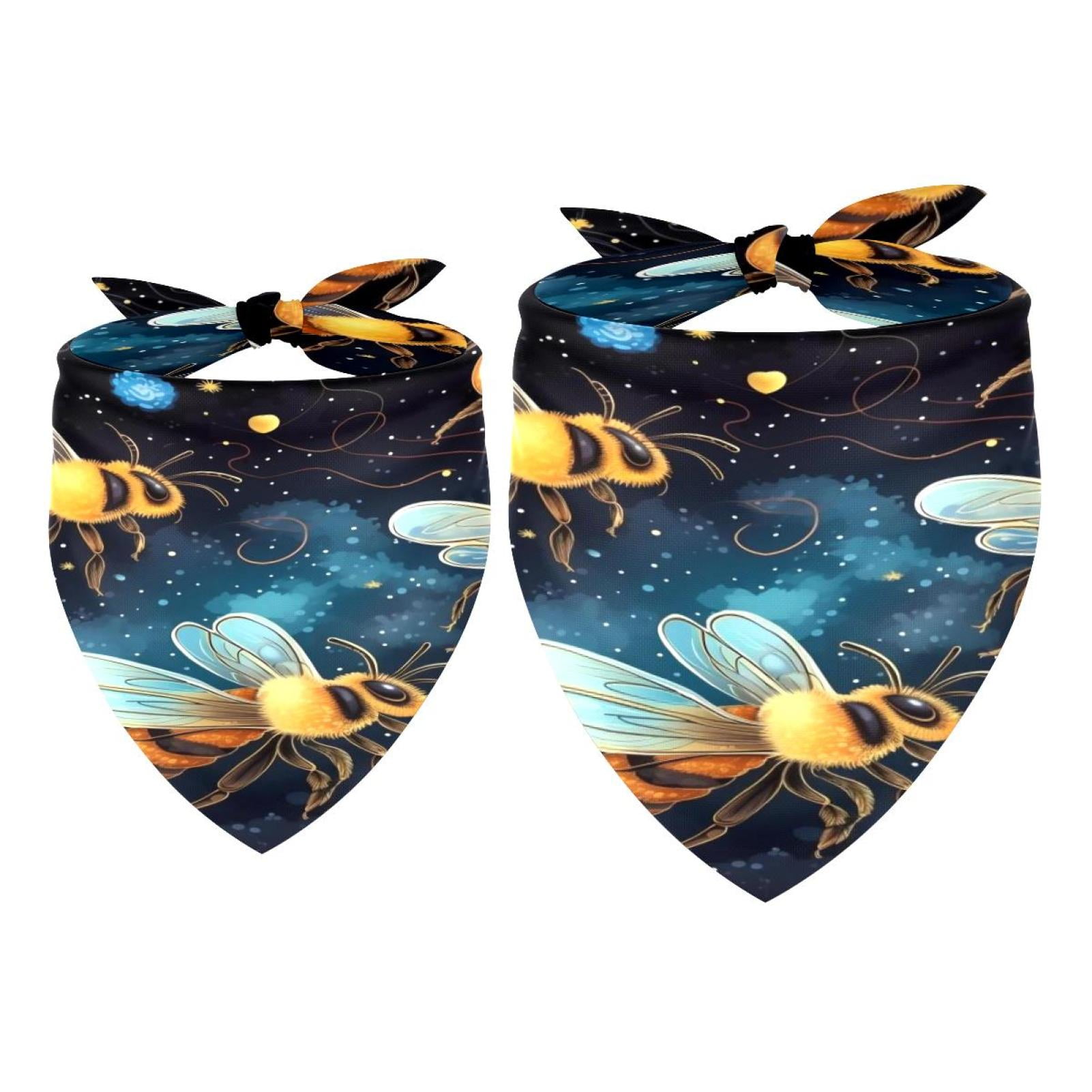 2 Pack Dog Bandana Bumble Bees on Starry Sky Girl Boy Pet Bibs Dog ...