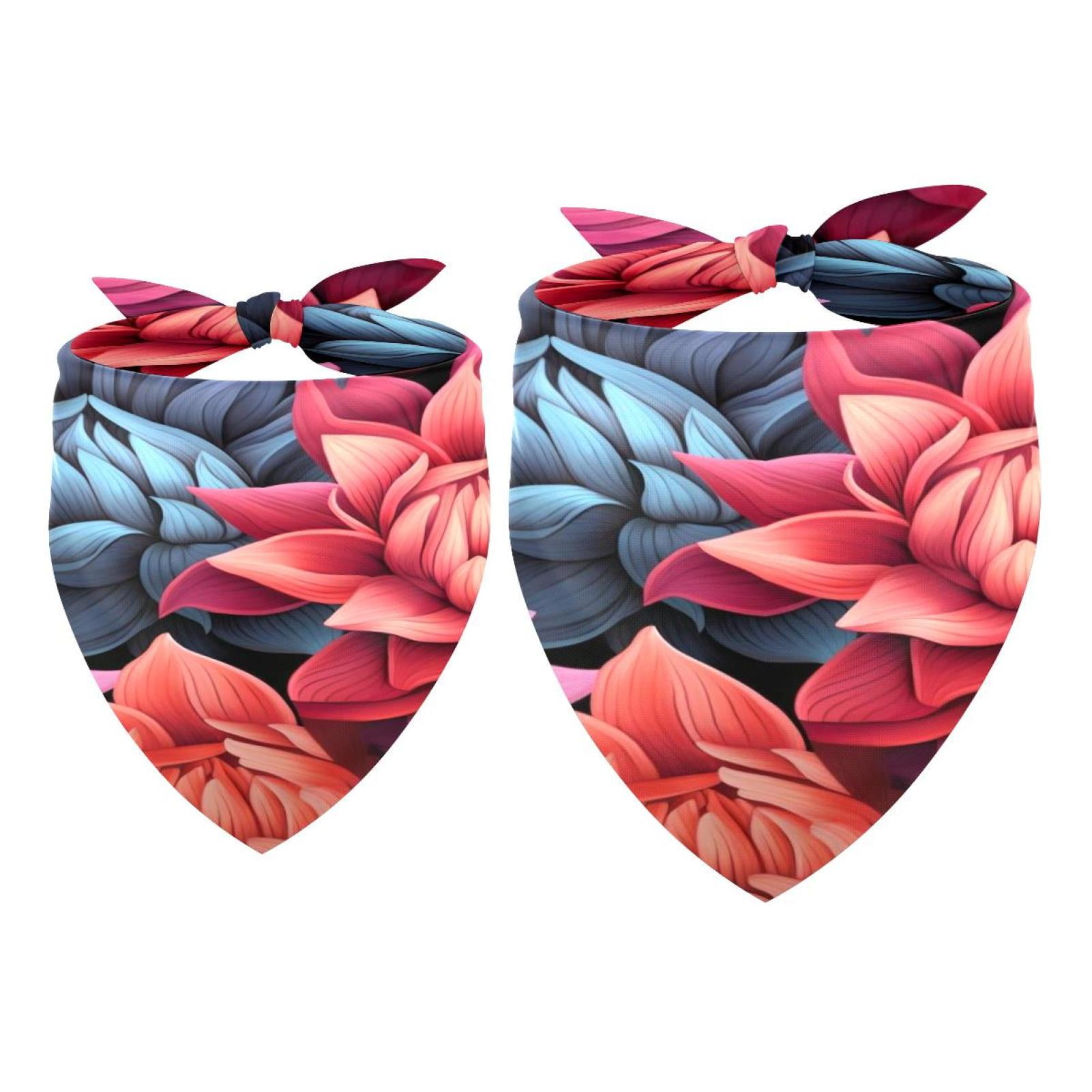 2 Pack Dog Bandana Colorful Flower Petals Girl Boy Pet Bibs Dog Scarf ...