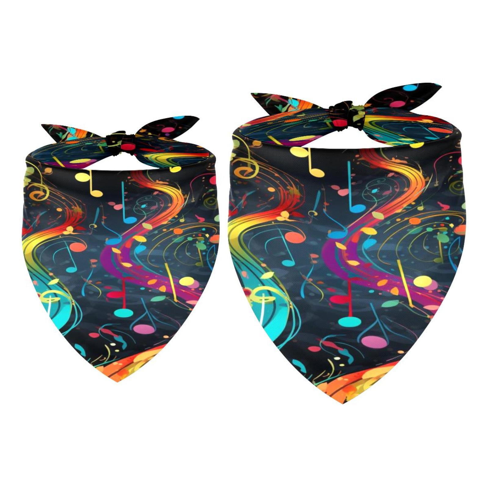2 Pack Dog Bandana Colorful Music Notes Girl Boy Pet Bibs Dog Scarf ...