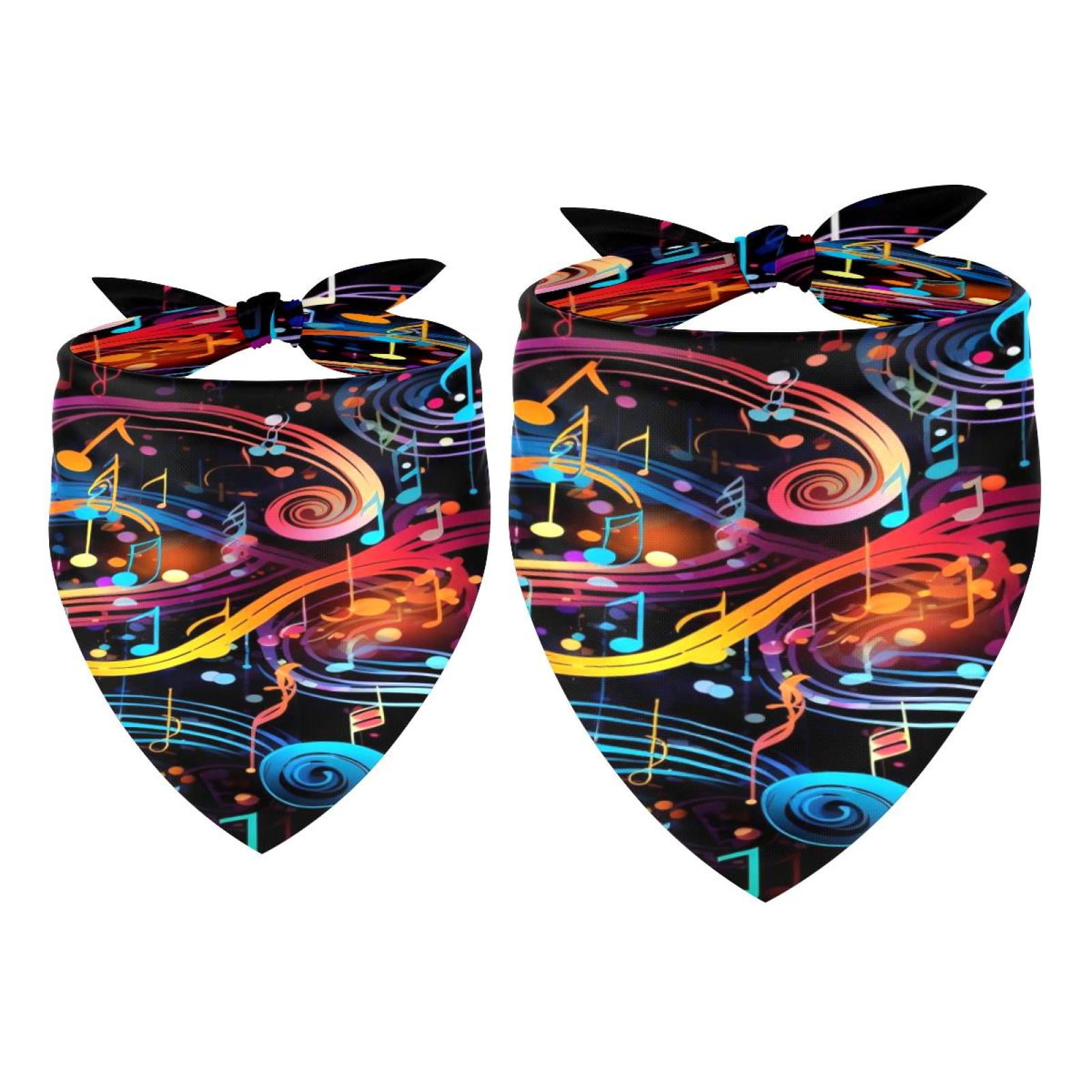 2 Pack Dog Bandana Colorful Music Notes Girl Boy Pet Bibs Dog Scarf ...