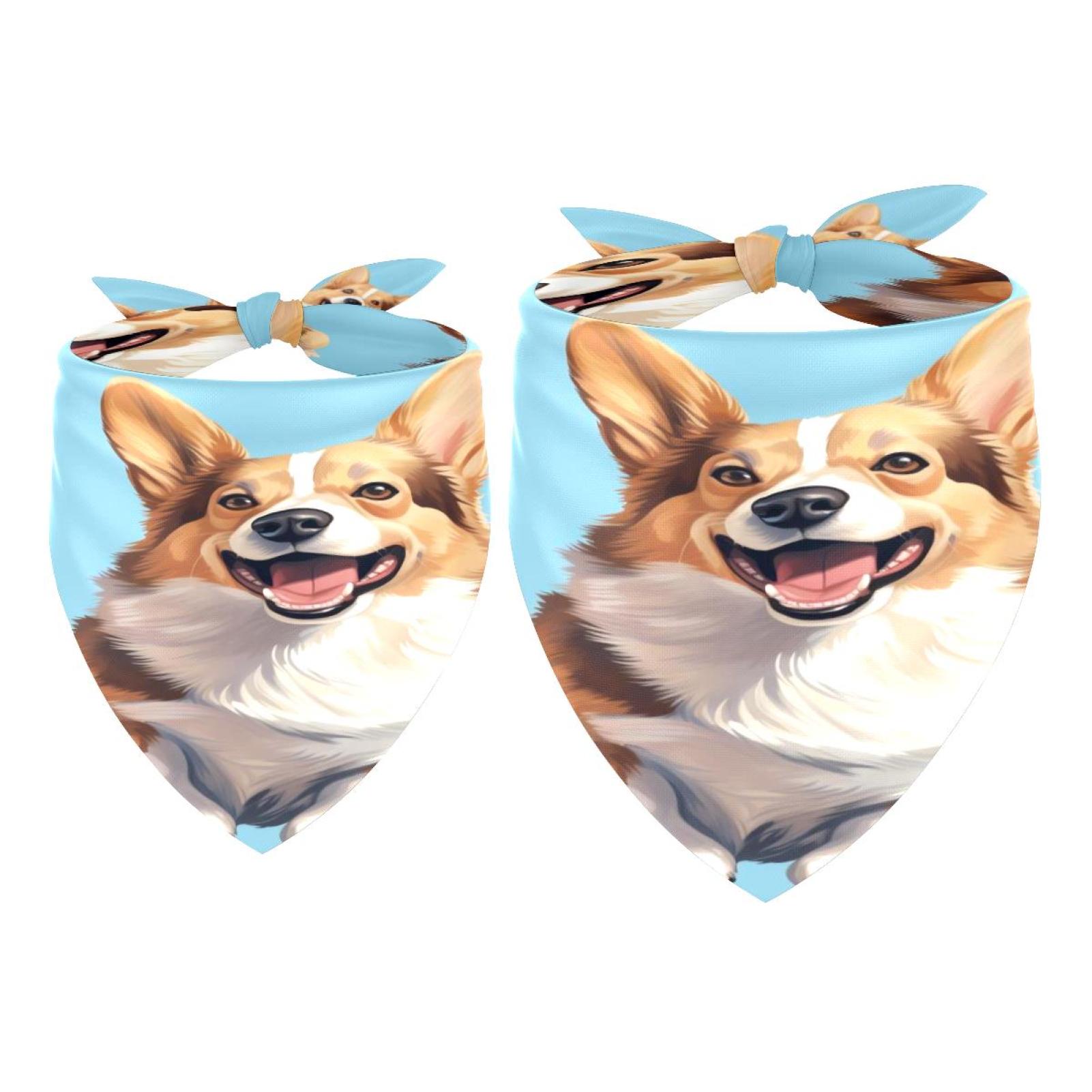 2 Pack Dog Bandana Corgi Dogs Girl Boy Pet Bibs Dog Scarf Kerchief ...