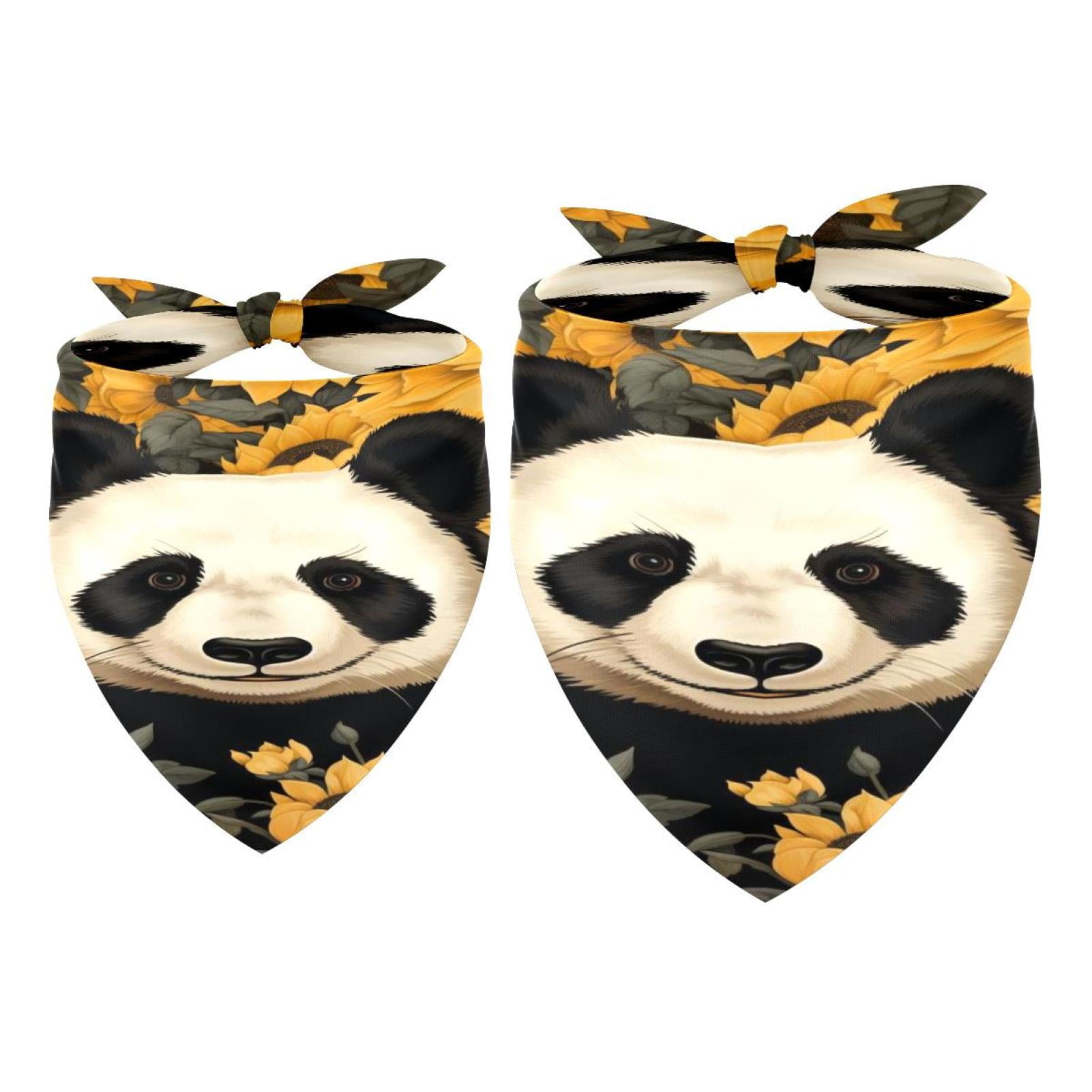 2 Pack Dog Bandana Happy Panda in Sunflowers Girl Boy Pet Bibs Dog ...