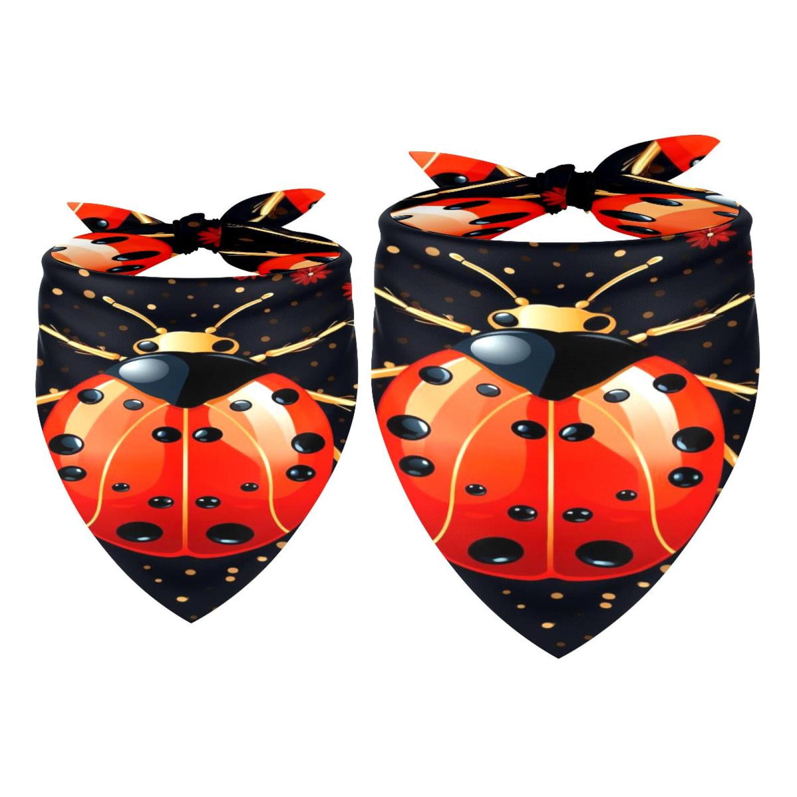 2 Pack Dog Bandana Ladybug and Gold Leave Girl Boy Pet Bibs Dog Scarf ...