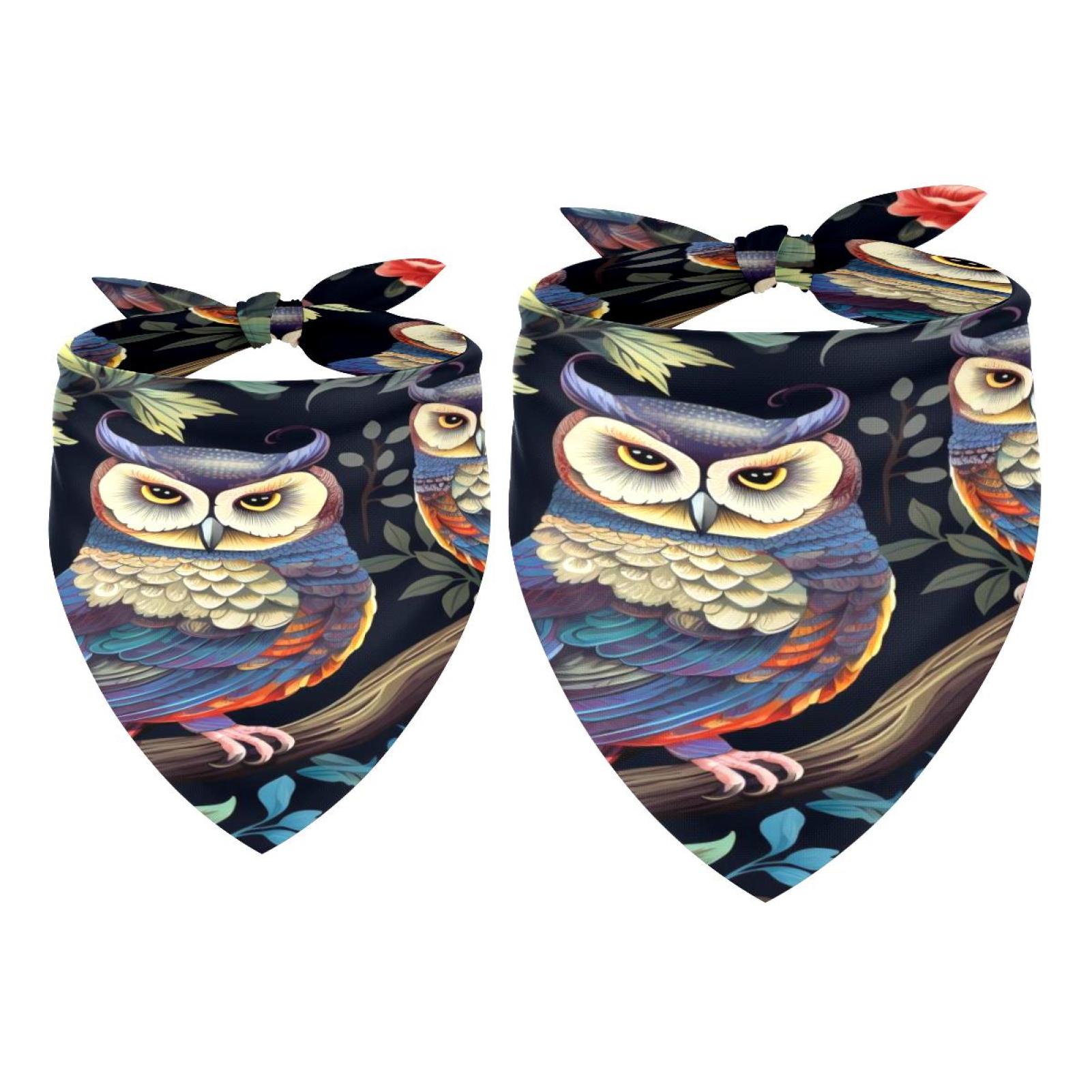 2 Pack Dog Bandana Night Owl Girl Boy Pet Bibs Dog Scarf Kerchief ...