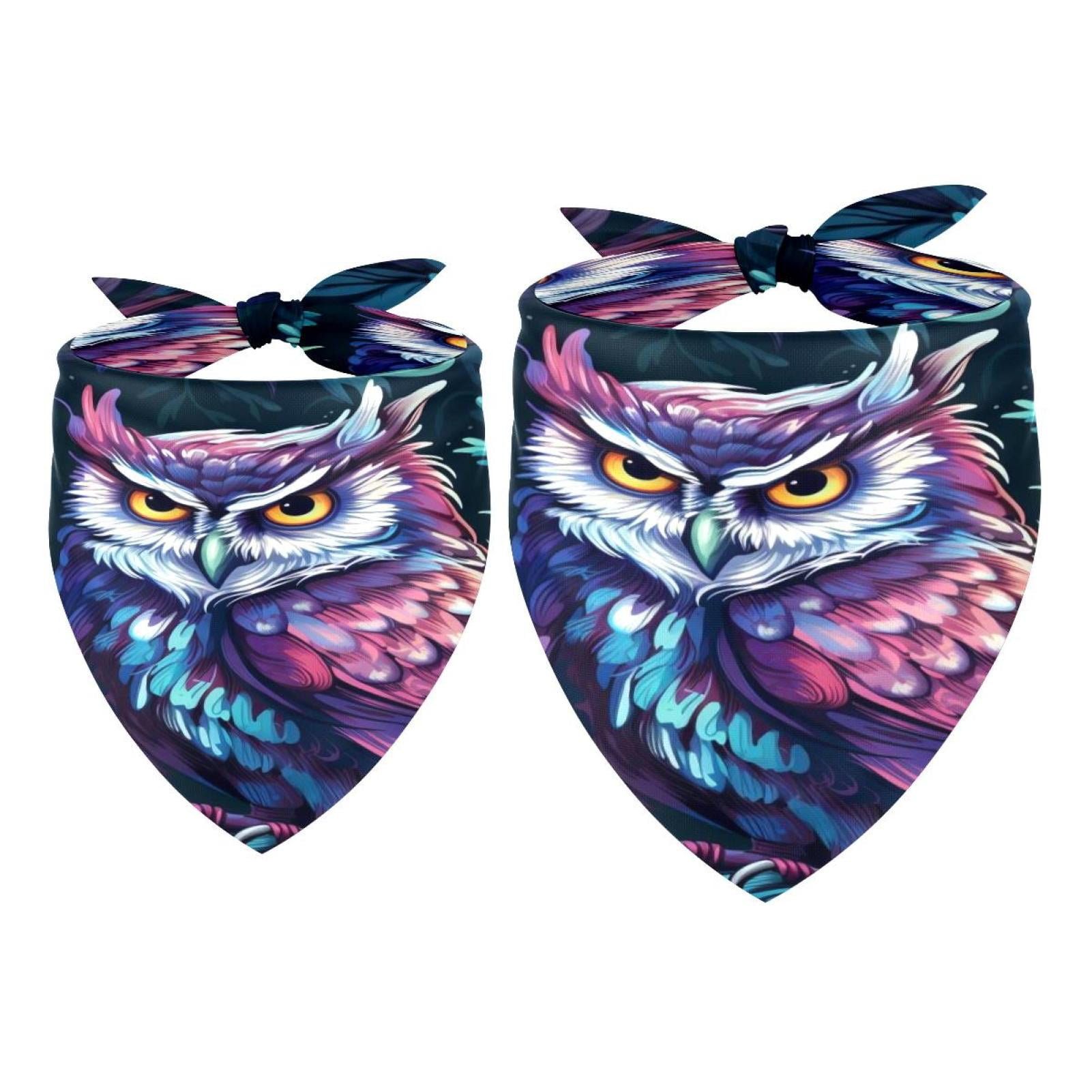2 Pack Dog Bandana Night Owl Girl Boy Pet Bibs Dog Scarf Kerchief ...