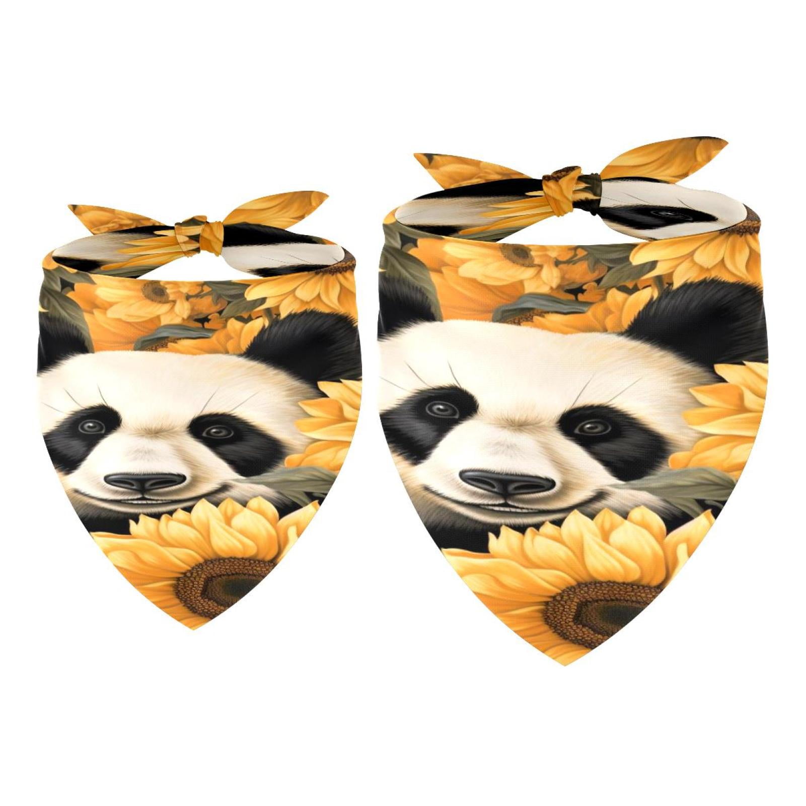 2 Pack Dog Bandana Panda with Sunflowers Girl Boy Pet Bibs Dog Scarf ...
