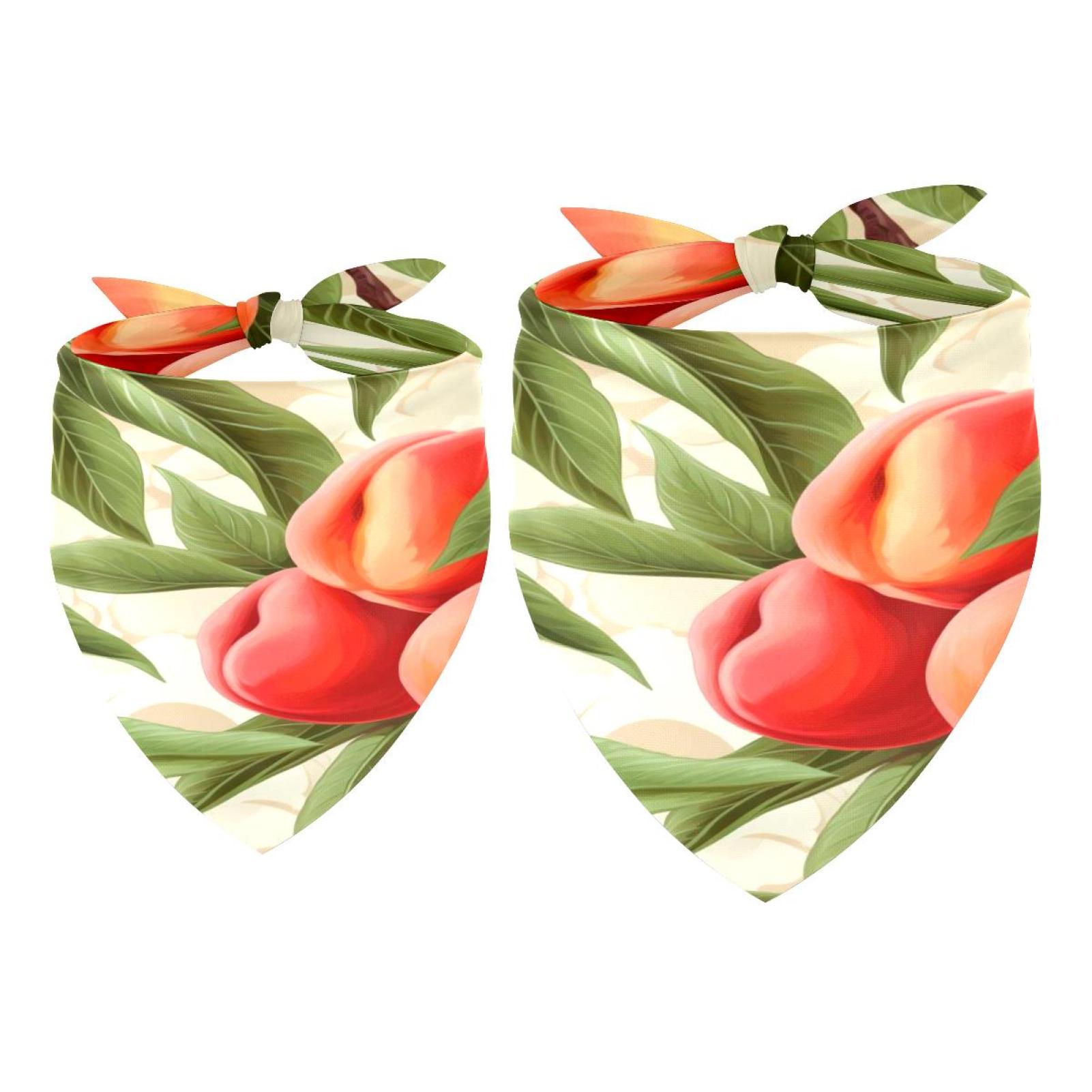 2 Pack Dog Bandana Peach Fruit on Flowering Branch Girl Boy Pet Bibs ...