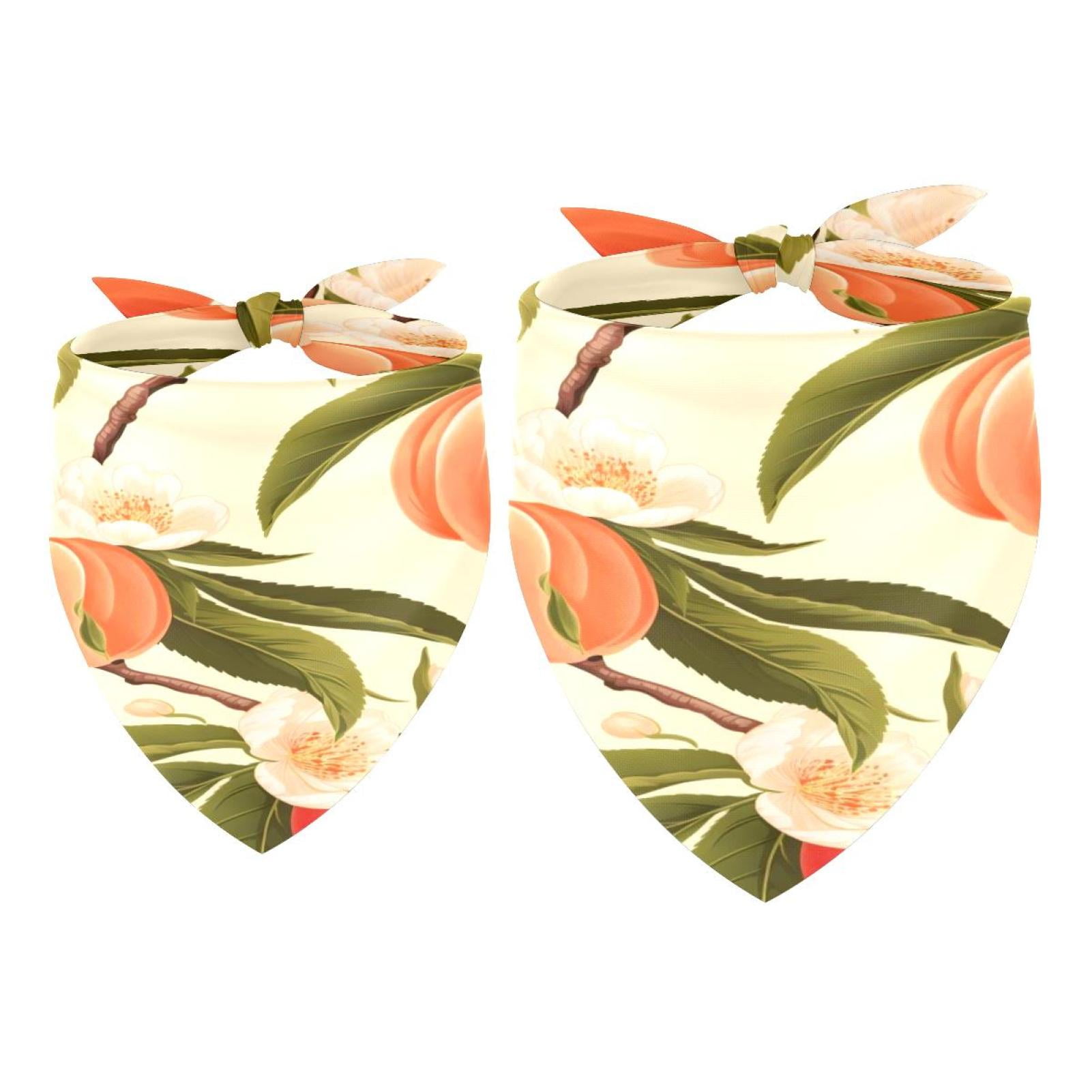 2 Pack Dog Bandana Peach Fruit on Flowering Branch Girl Boy Pet Bibs ...