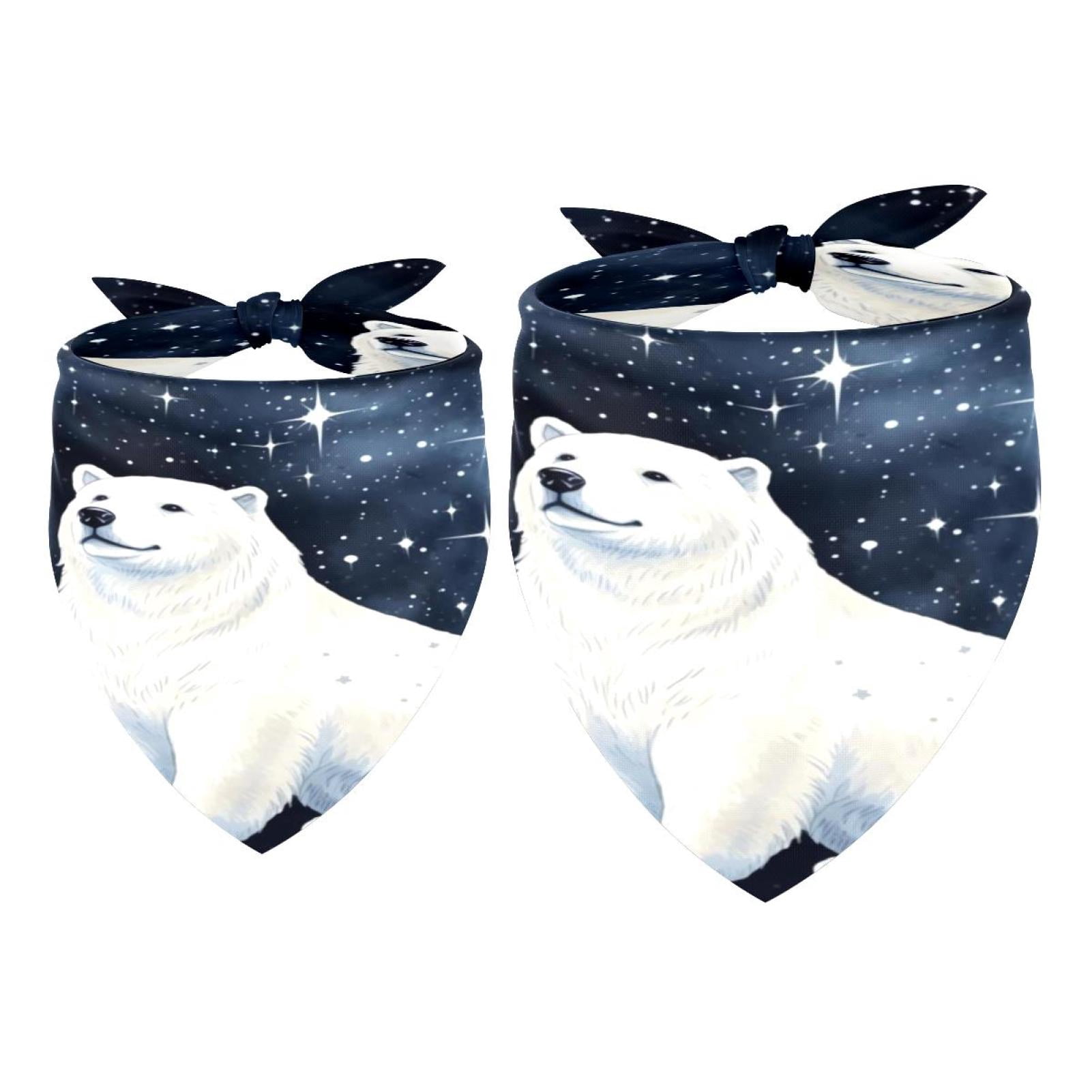2 Pack Dog Bandana Polar Bear at Starry Sky Girl Boy Pet Bibs Dog Scarf ...
