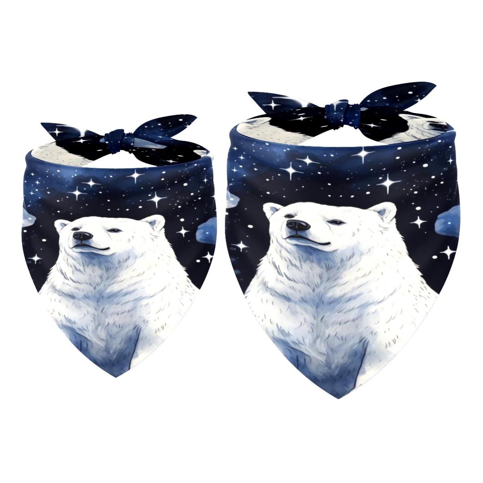 2 Pack Dog Bandana Polar Bear at Starry Sky Girl Boy Pet Bibs Dog Scarf ...