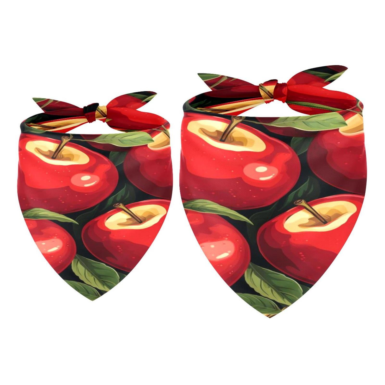 2 Pack Dog Bandana Red Apples Fruit Girl Boy Pet Bibs Dog Scarf Kerchief Washable Bandanas ...