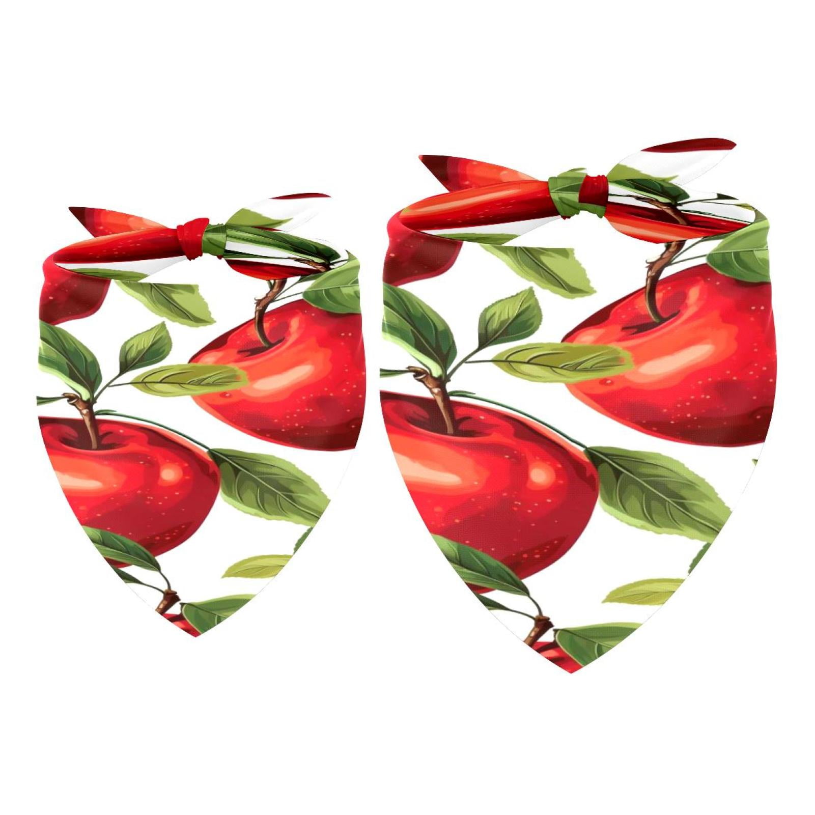 2 Pack Dog Bandana Red Apples Fruit Girl Boy Pet Bibs Dog Scarf Kerchief Washable Bandanas ...