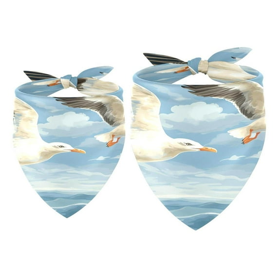 2 Pack Dog Bandana Seagull Flying over Sea Waves Girl Boy Pet Bibs Dog ...