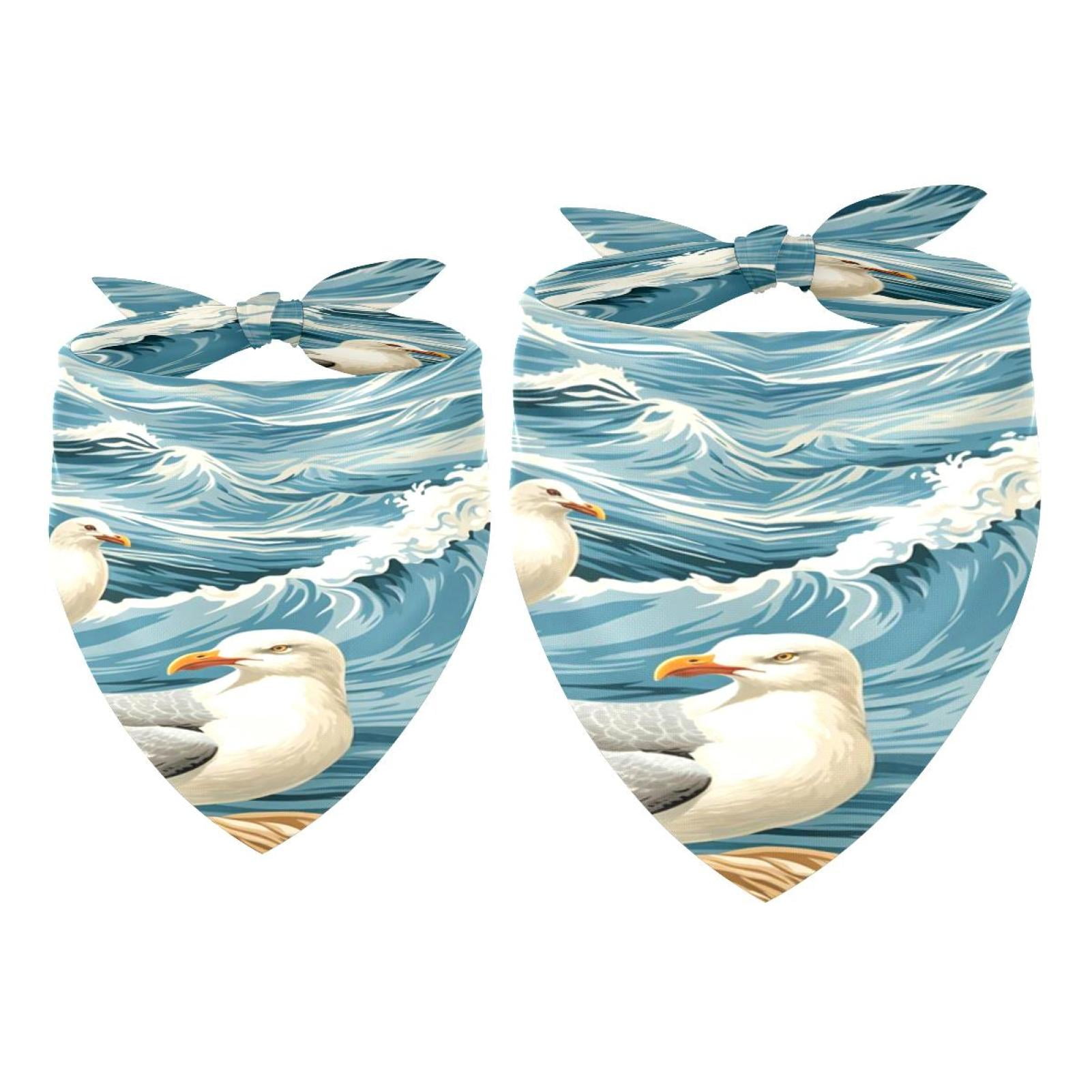2 Pack Dog Bandana Seagull Standing on Sea Wave Stone Girl Boy Pet Bibs ...