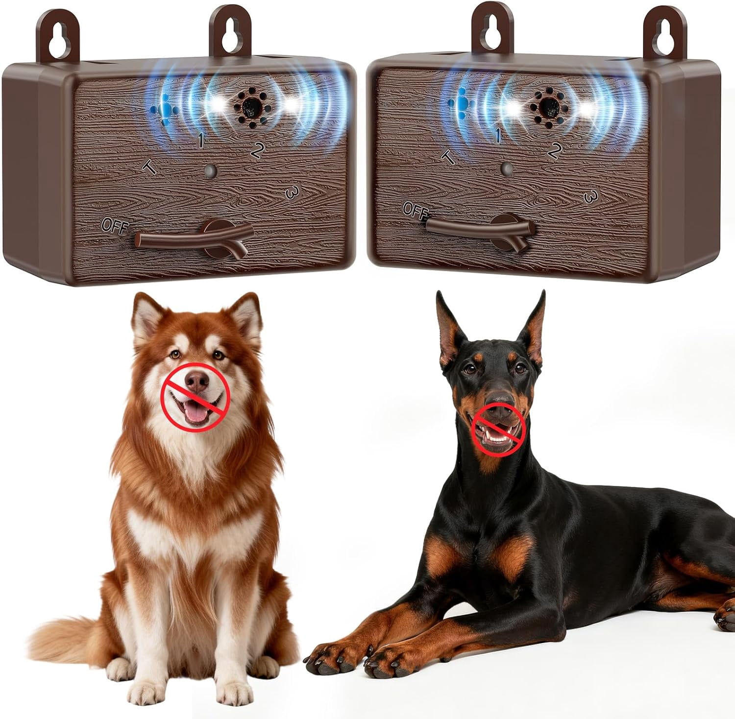 2-Pack Dog Bark Deterrent Devices, Ultrasonic Anti Barking Device for ...