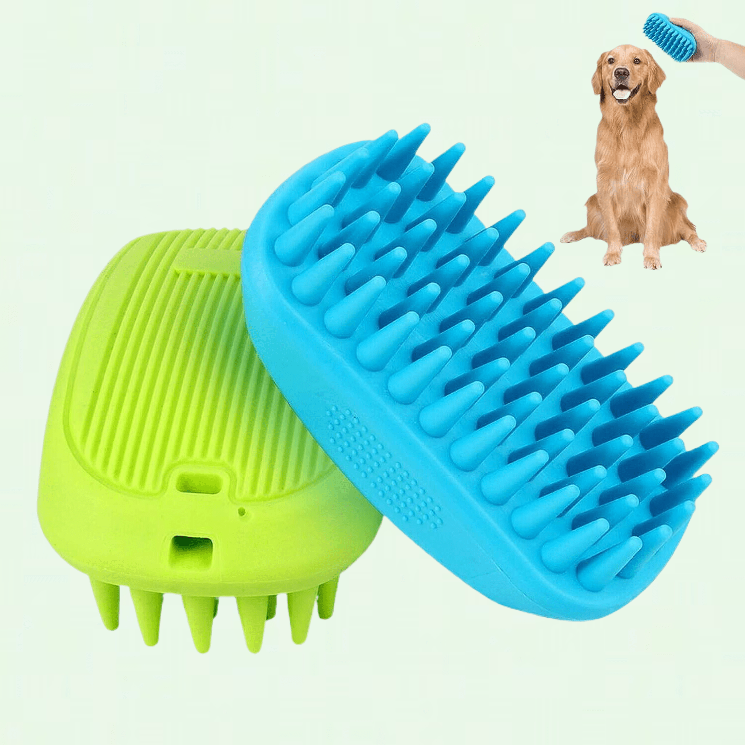 2 Pack Dog Bath Brush, Soft Silicone Pet Wash & Massage Brushes, Gentle ...