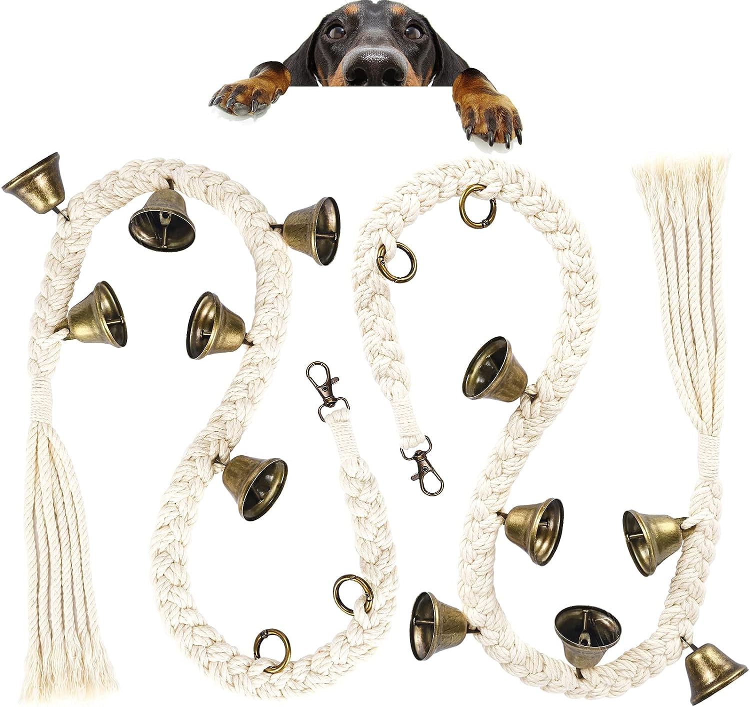 2 Pack Dog Bells for Door Potty Training, Handwoven Cotton Rope Dog ...