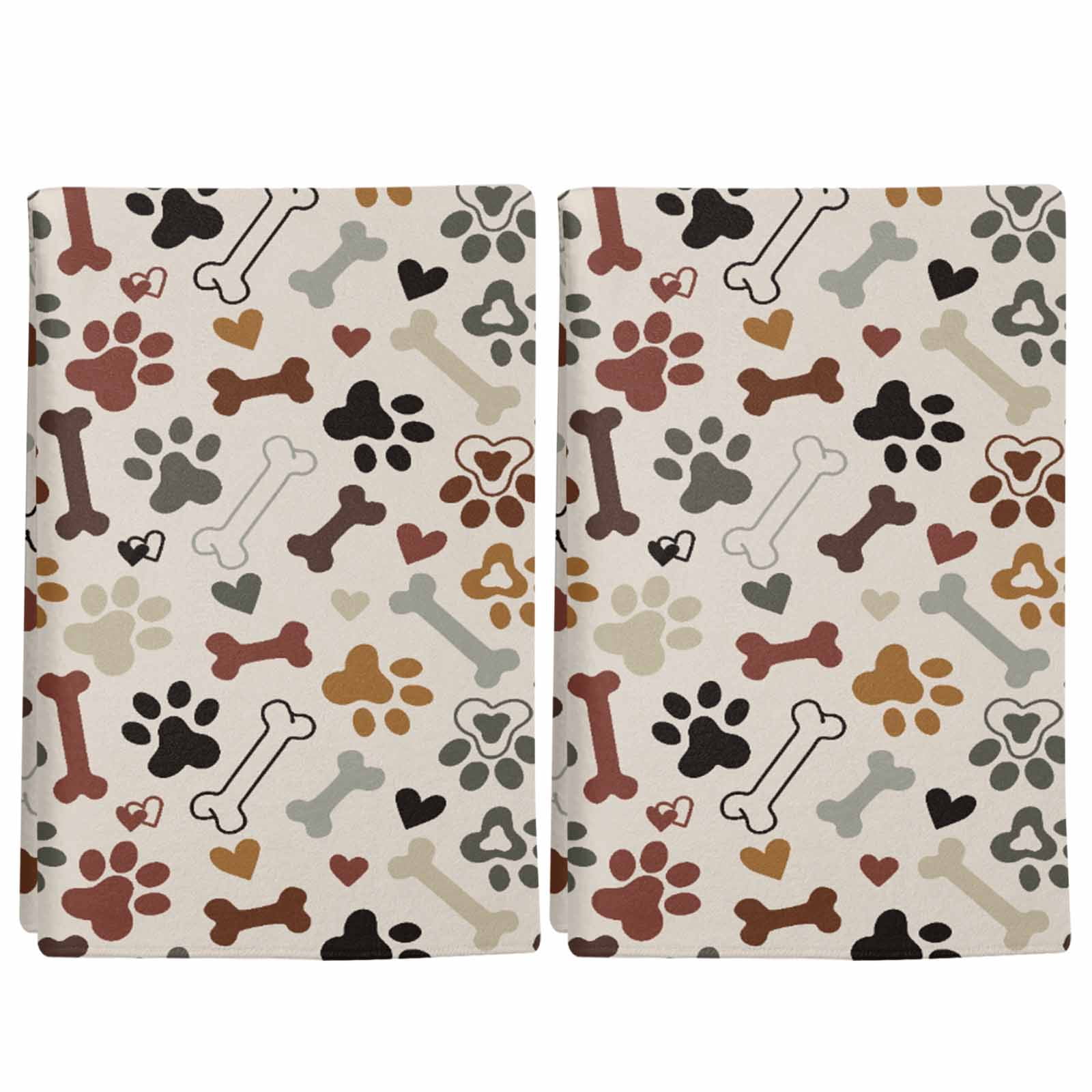2 Pack Dog Claws Kitchen Towels Dog Bones Love Cute Cartoon Texture ...
