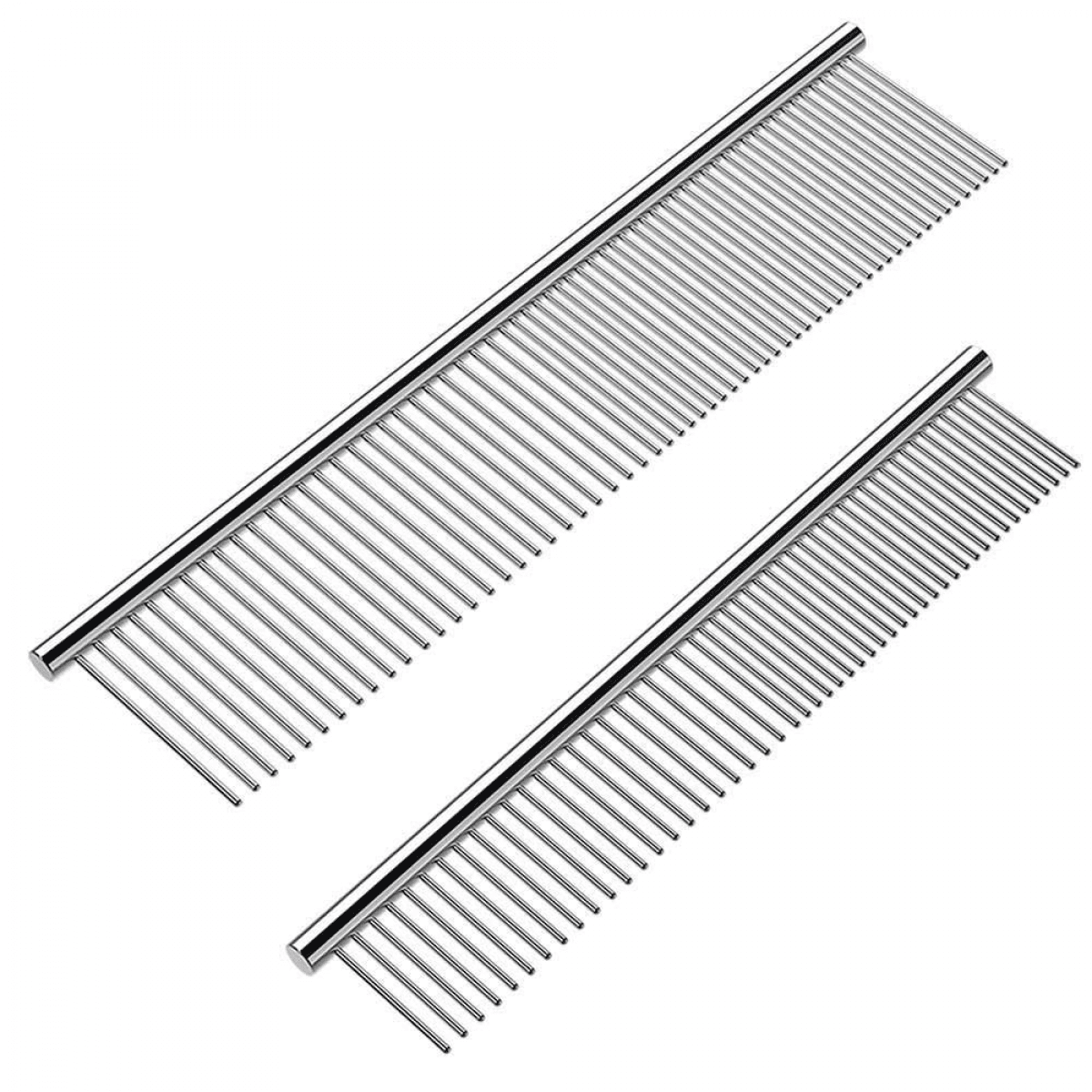 2 Pack Dog Combs with Rounded Ends Stainless Steel Teeth, Cat Comb for ...