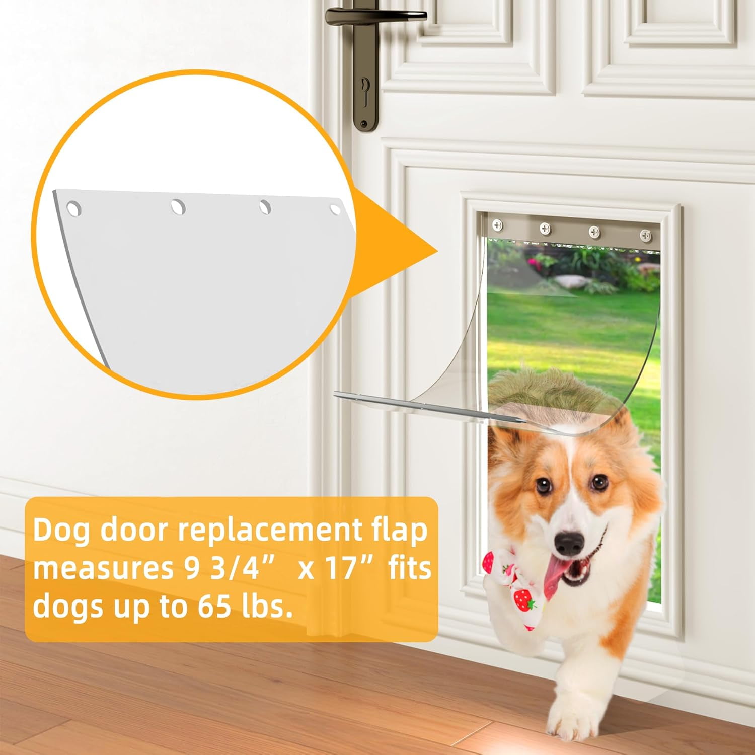 2 Pack Dog Door Replacement Flaps, 9.75" x 17", Fits Dogs up to 65 lbs ...