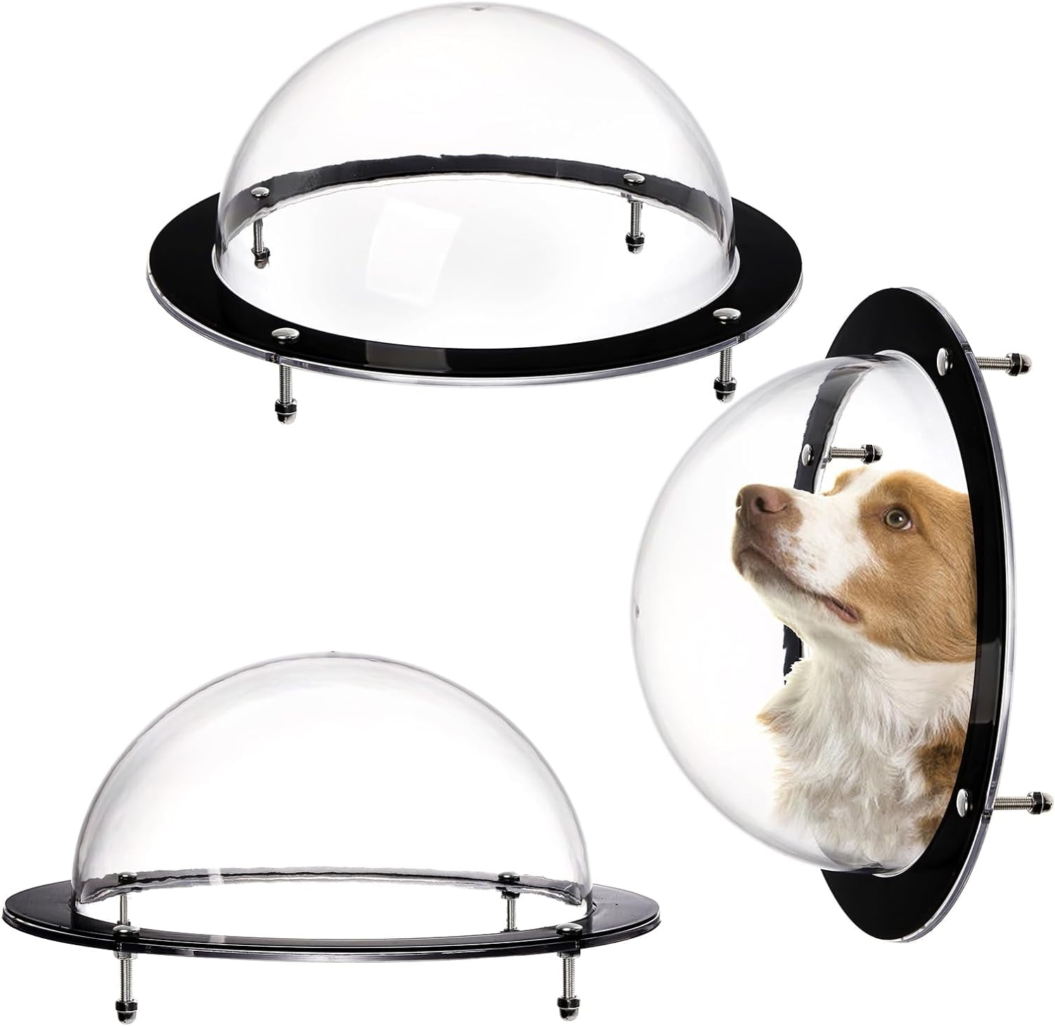 2 Pack Dog Fence Window, 12.4 Inch Clear Pet Dome, Durable Plastic Pet Peek Windows Playground ...