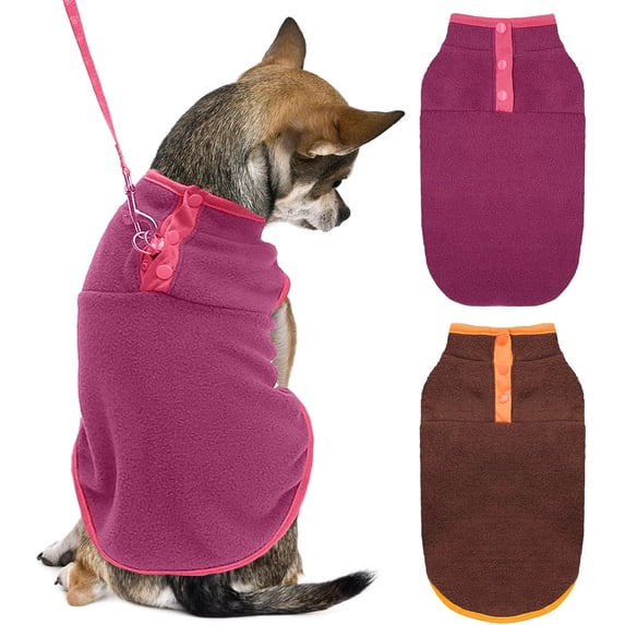2 Pack Dog Fleece Vest Sweater with Buttons for Small Dogs Cats Soft ...