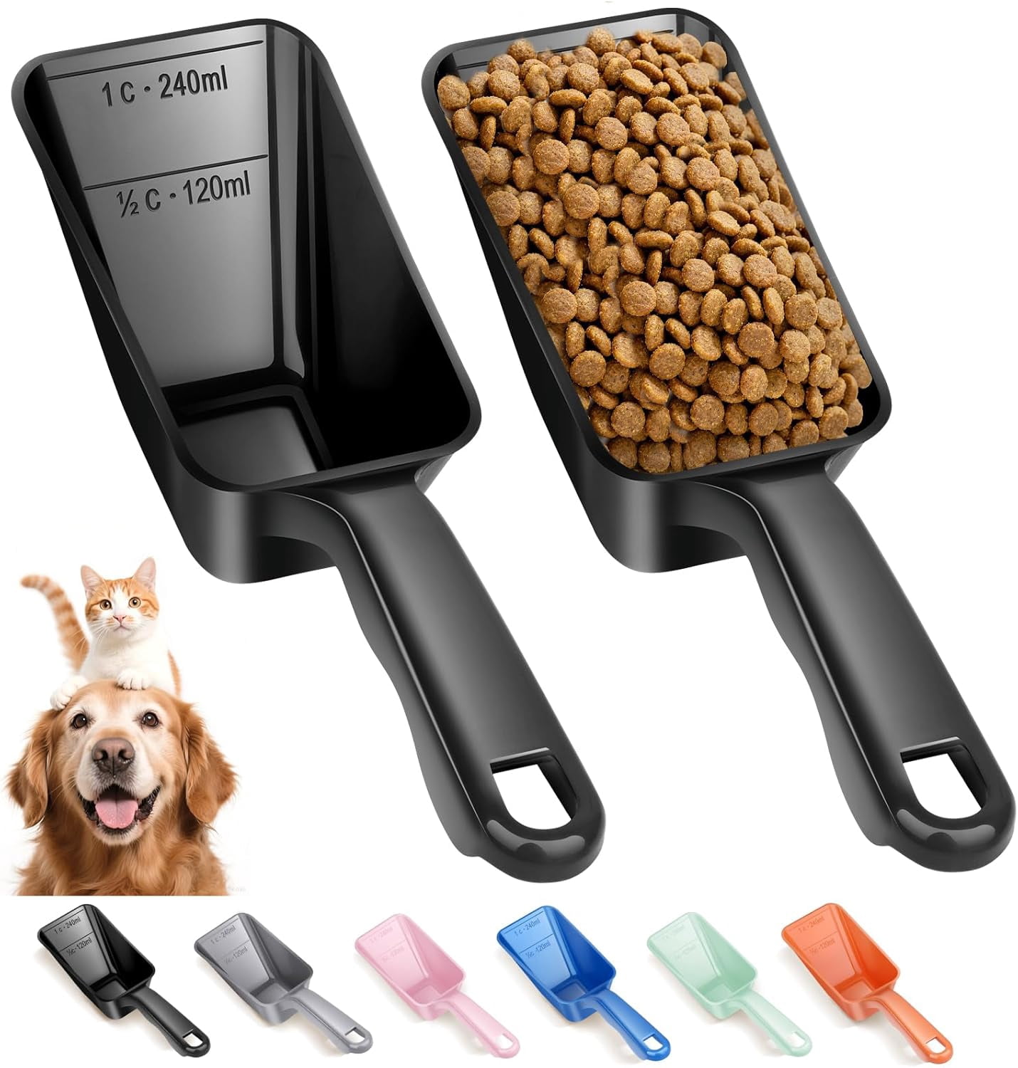 2-Pack Dog Food Scoop 1 Cup, Plastic Pet Food Measuring Scoop With ...