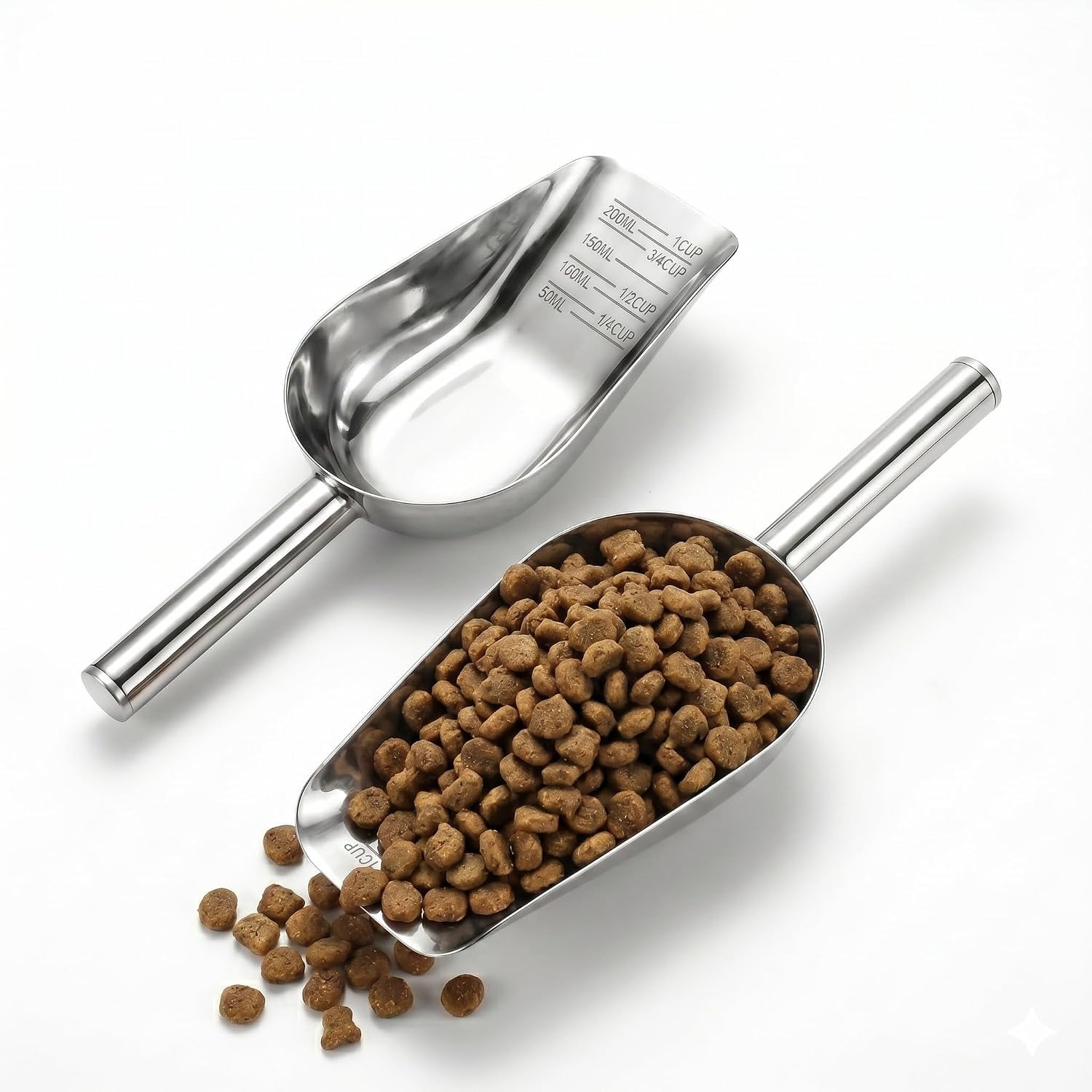 2 Pack 1 Cup Dog Food Scoop, Stainless Steel Dog Food Measuring Cup ...