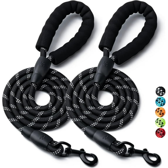 2 Pack Dog Leash, 4/5/6 FT Heavy Duty Nylon Rope Pet Leashes with ...