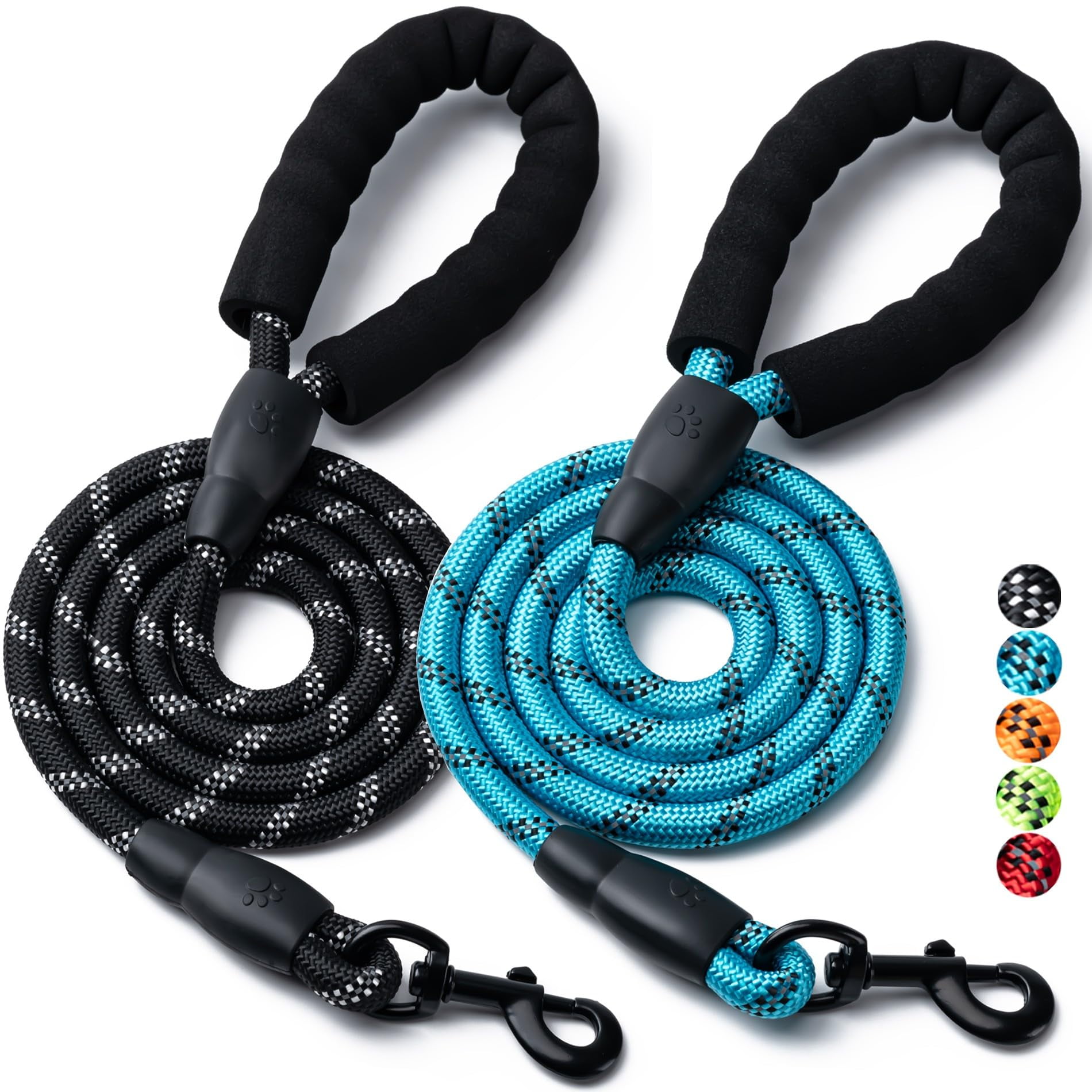 2 Pack Dog Leash, 4/5//6 FT Heavy Duty Nylon Rope Pet Leashes with ...