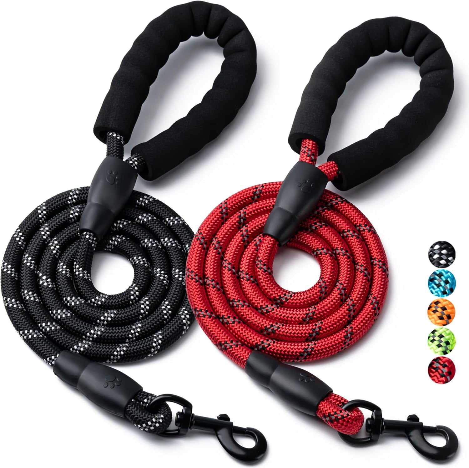 2 Pack Dog Leash, 4/5/6 FT Heavy Duty Nylon Rope Pet Leashes with ...