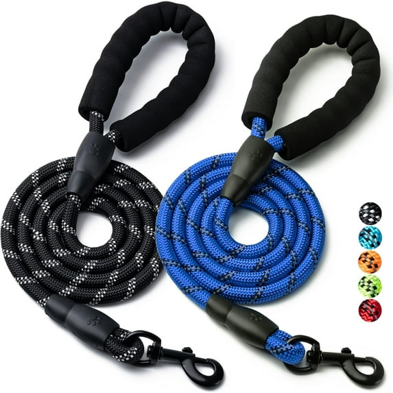2 Pack Dog Leash, 4FT/5FT/6FT Heavy Duty Nylon Rope Pet Leashes with ...